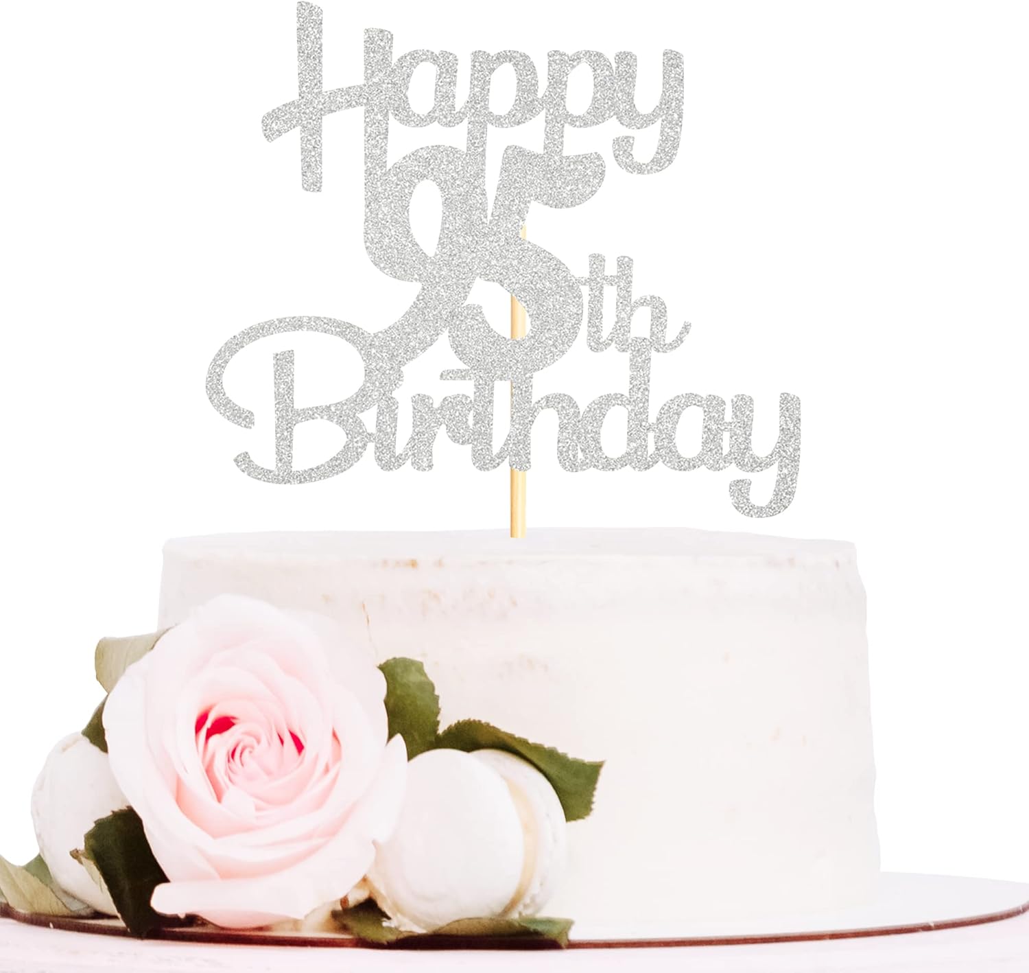 Sotpot Silver Glitter 95 Cake Topper 95th Birthday Cake Decorations for ...