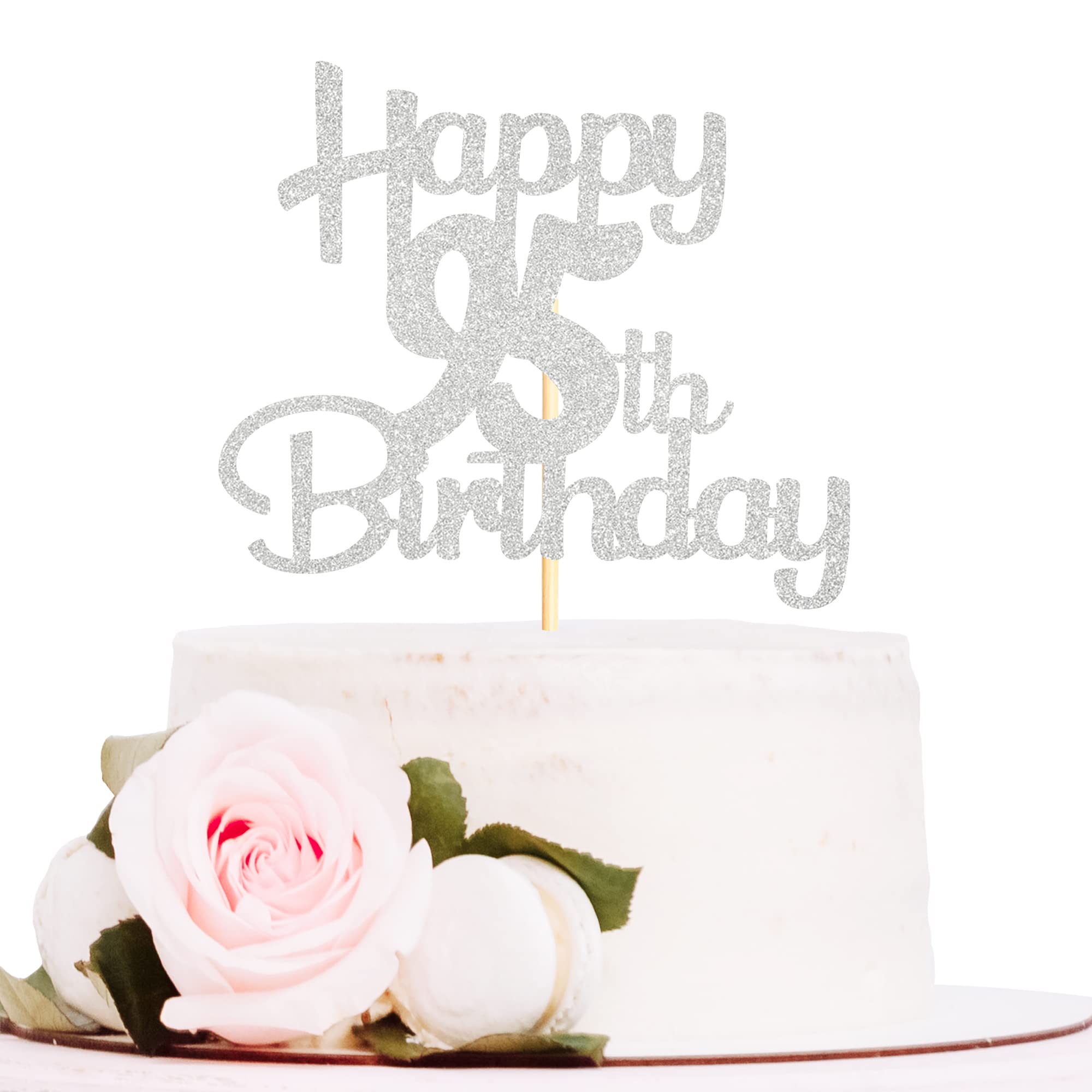 Sotpot Silver Glitter 95 Cake Topper, 95th Birthday Cake Decorations ...