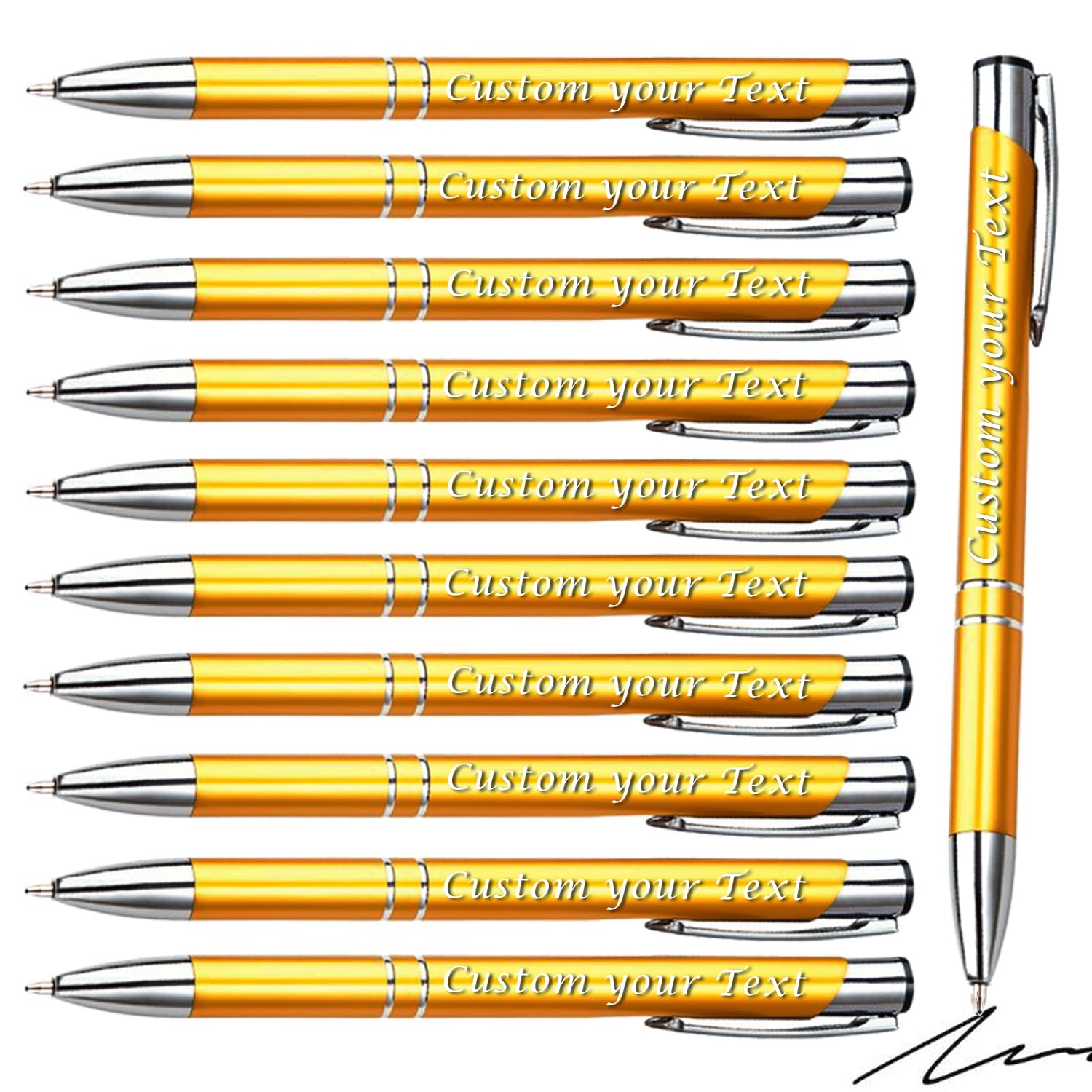 Amazon.com : AOK 50PACK Personalized Pens Custom Black writing - Metal ...