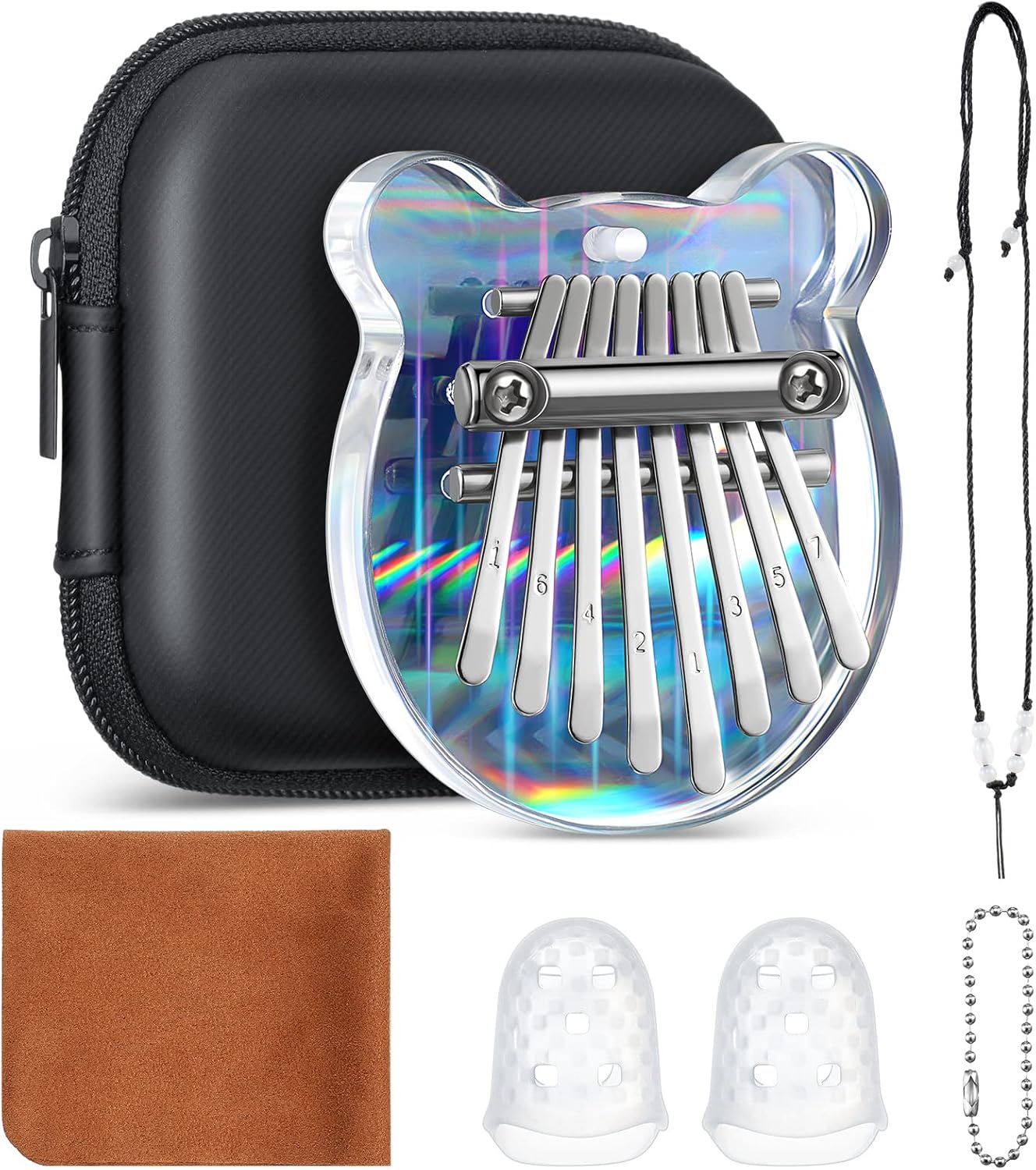 Amazon.com: 7 Pcs 8 Keys Mini Kalimba Piano Sets, Include Mini Finger ...