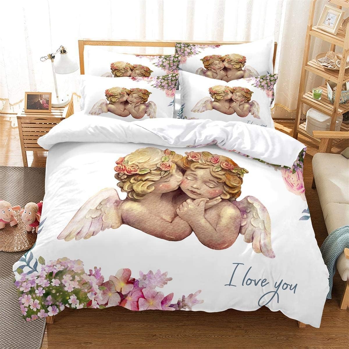 Amazon.com: ZHENGXUE Bedclothes 3D Wing Angel Flower Duvet Cover Set ...