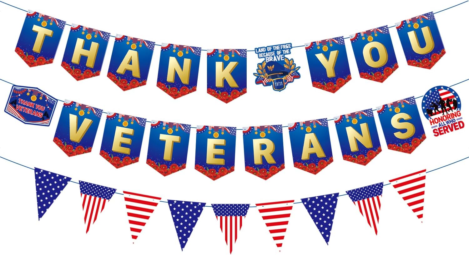 Amazon.com: Thank You Veterans Banner American Happy Veterans Day Party ...