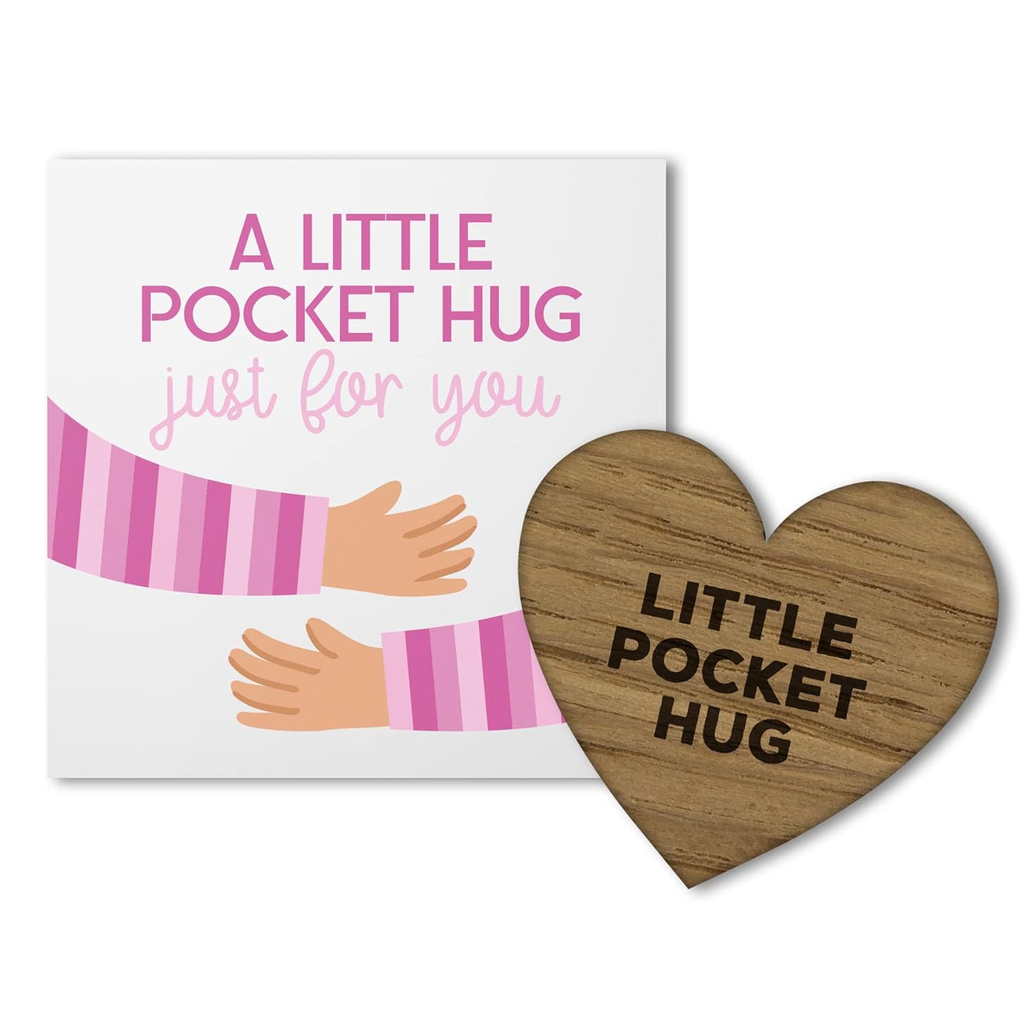 Little Pocket Hug Just For You Wooden Heart Token with Positive ...