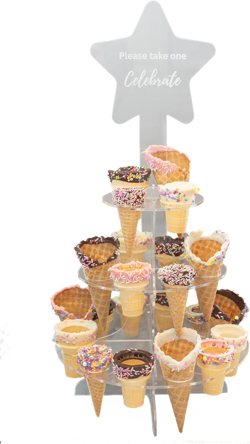 Amazon.com: Ice cream cone holder fits 24 Multi-Size Cones - Clear ...