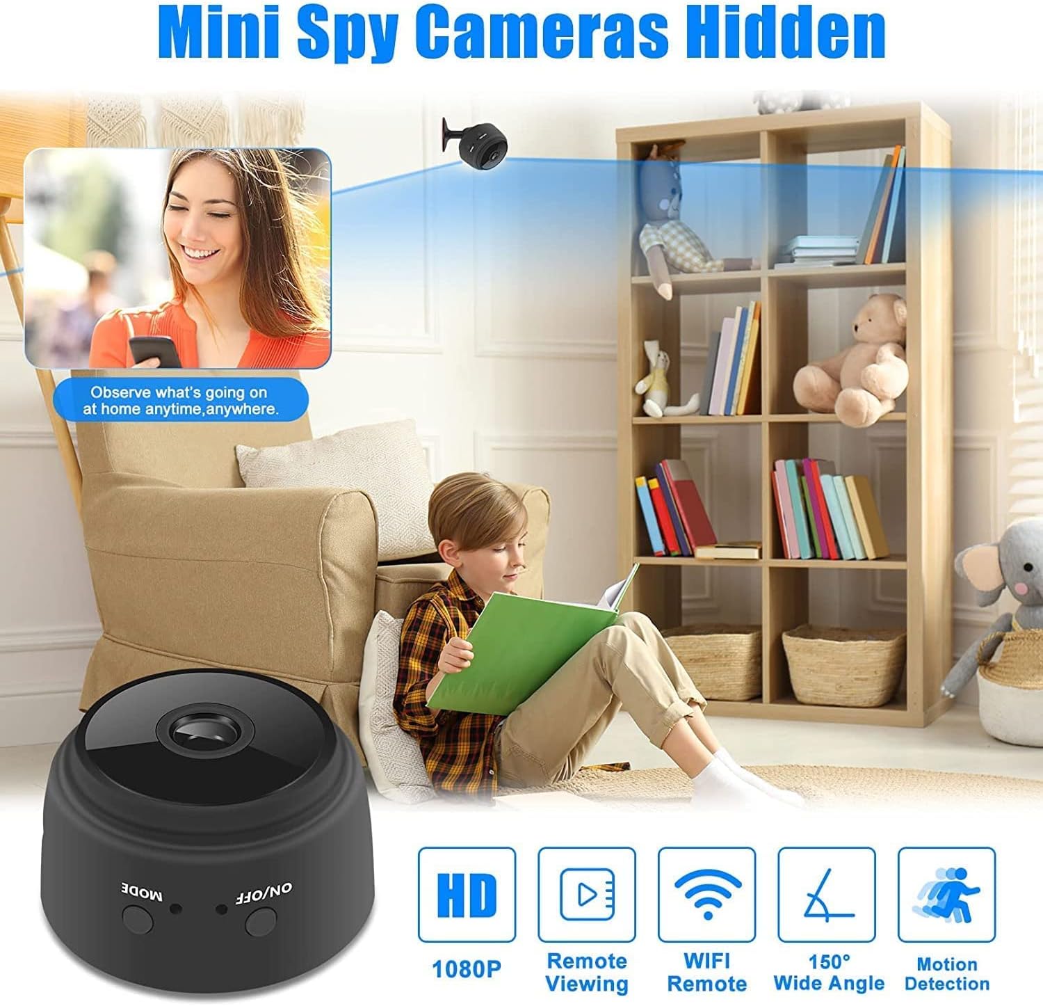 SHPTDJTIC MDGLSYEE Mini cámara de seguridad para exterioresinteriores ...
