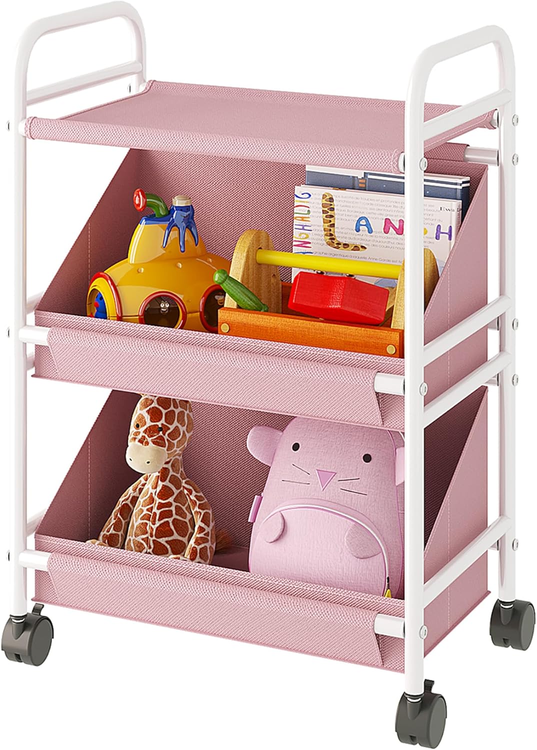 Amazon.com: Buzowruil Utility Rolling Fabric Storage Rack Trolley Toy ...