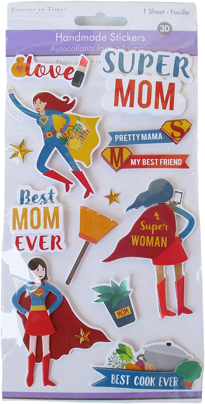 Amazon.com: Stickabilities 3D Super Mom Stickers for Journaling ...