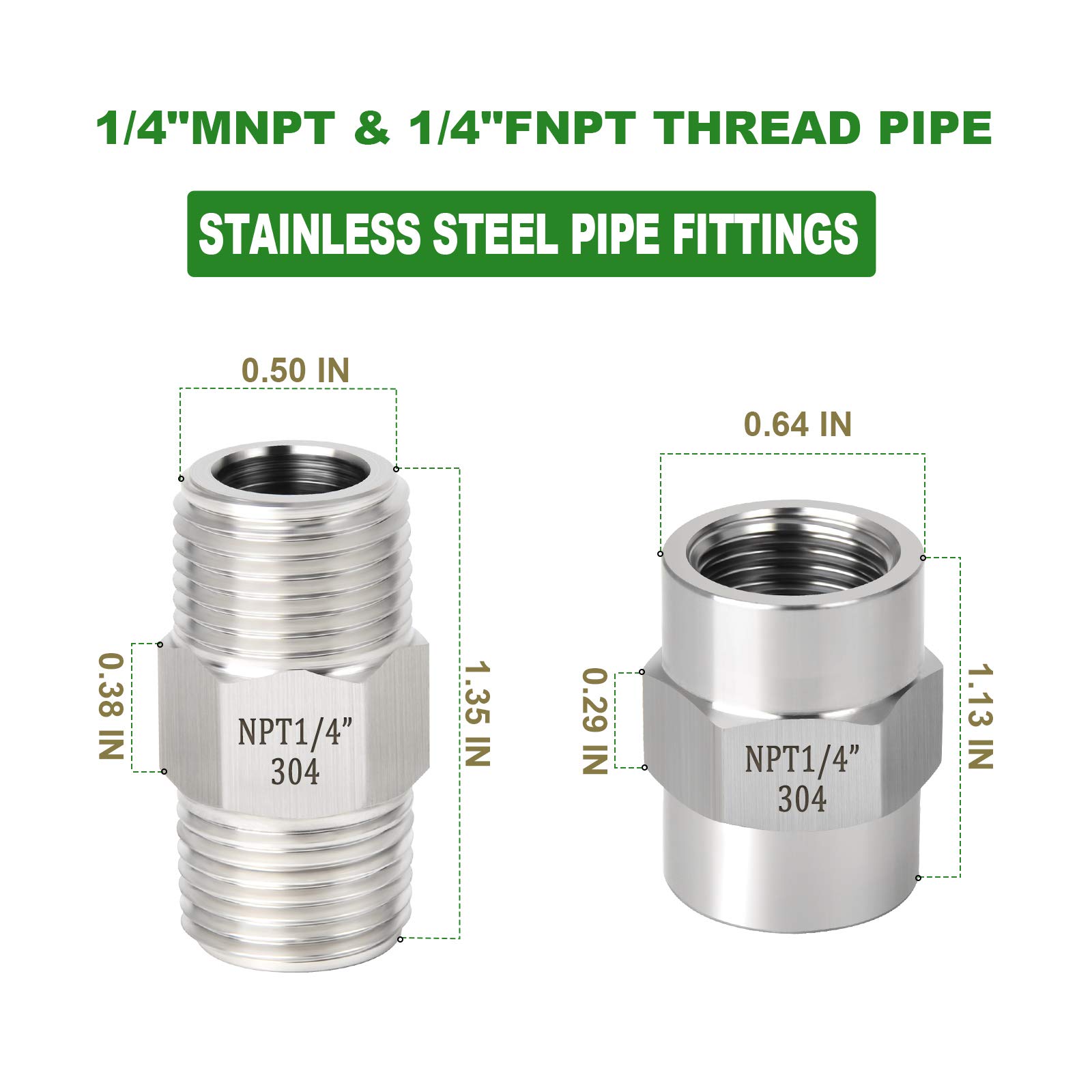 Snapklik.com : 304 Stainless Steel Pipe Fitting, Hex Nipple, Coupling,1 ...