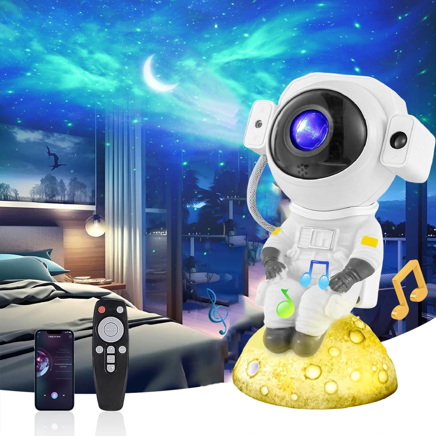 Astronaut Galaxy Projector, Star Projector Night Light with Music ...