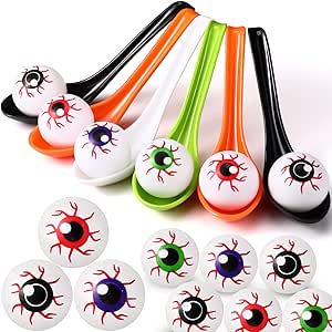 Amazon.com: Liliful 24 Pcs Halloween Egg and Spoon Race Game Eyeball ...