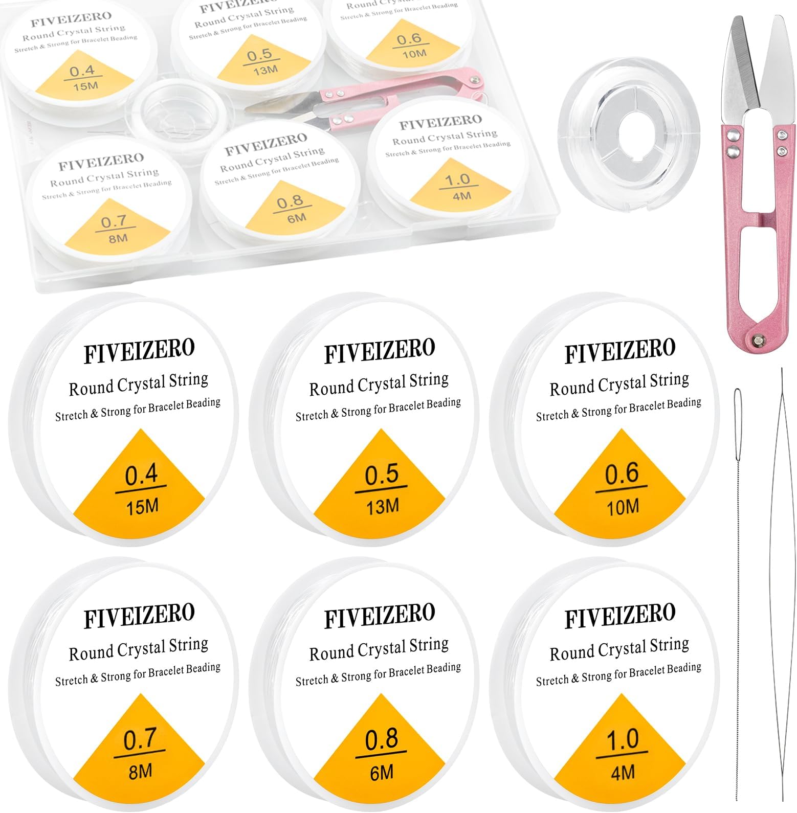 Amazon.com: 6 Rolls FIVEIZERO Elastic Bracelet String Cord, 0.4mm, 0 ...