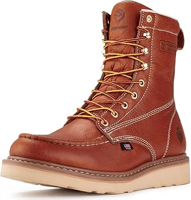 Amazon.com | SUREWAY 8in Waterproof Moc Toe Work Boots for Men - Soft ...