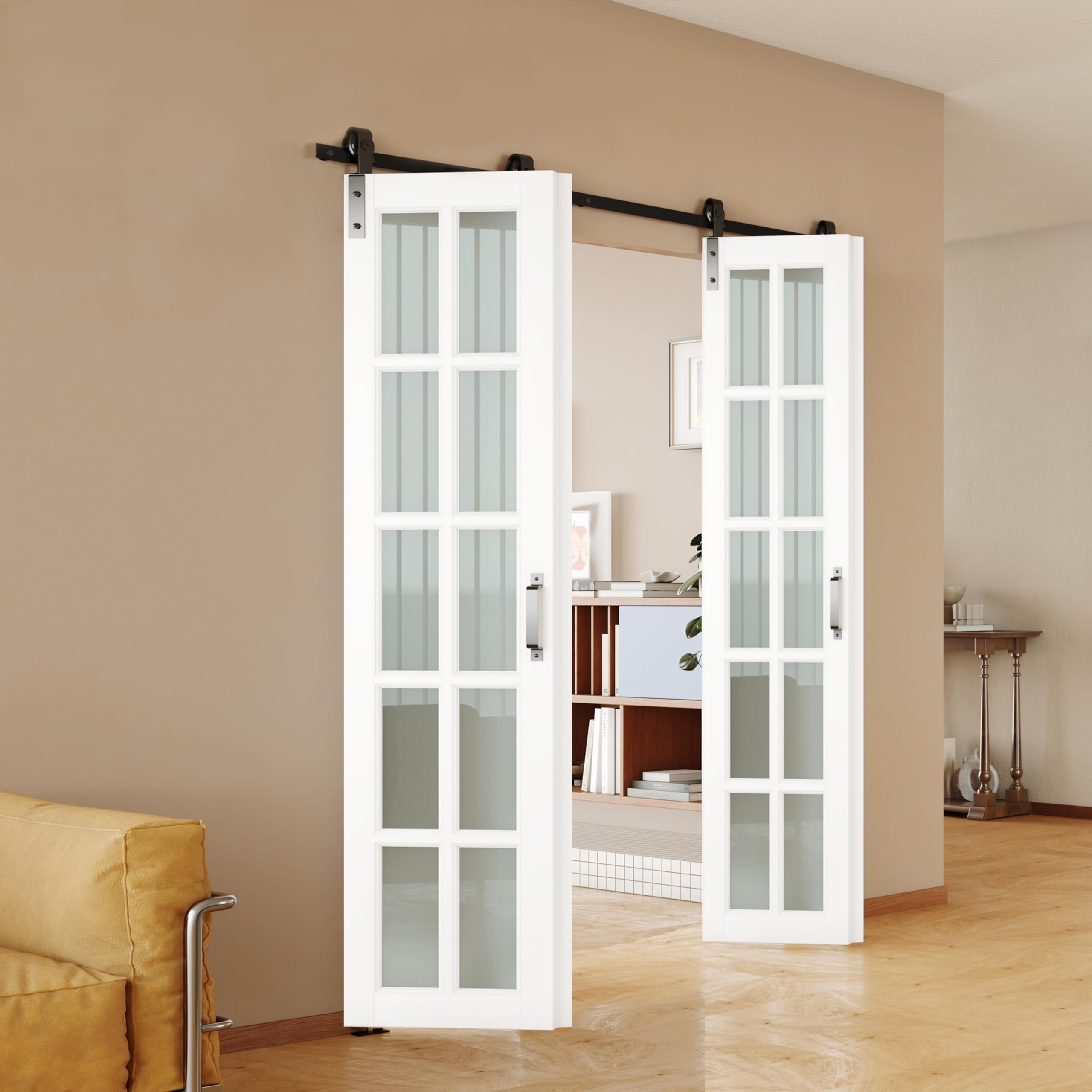 Amazon.com: SOLRIG Bi-Fold Sliding Barn Door 60"（30" x2） x 84", 10 ...