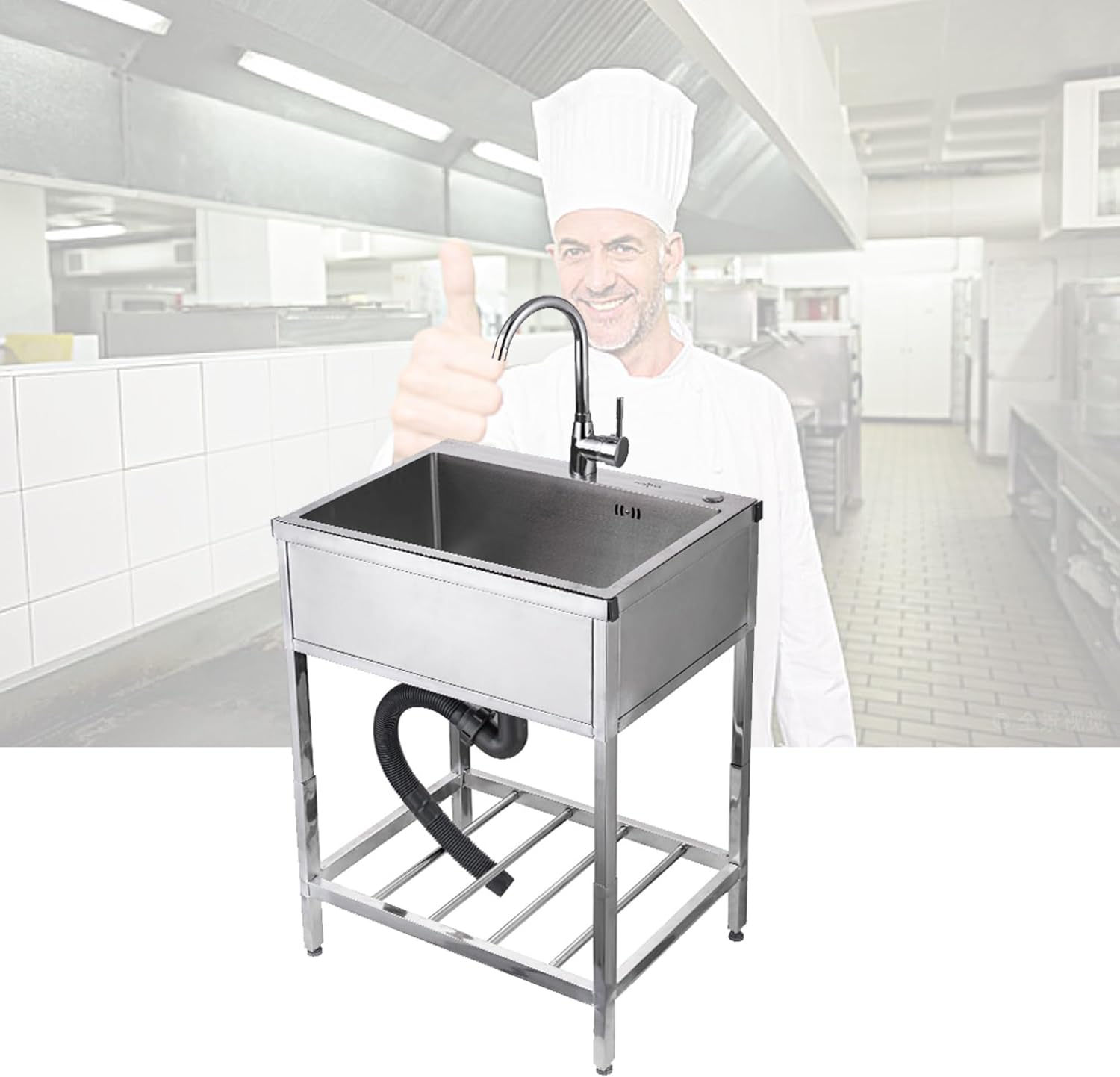 Amazon.com: Utility Stainless Steel Kitchen Sink,Outdoor Sink Station ...