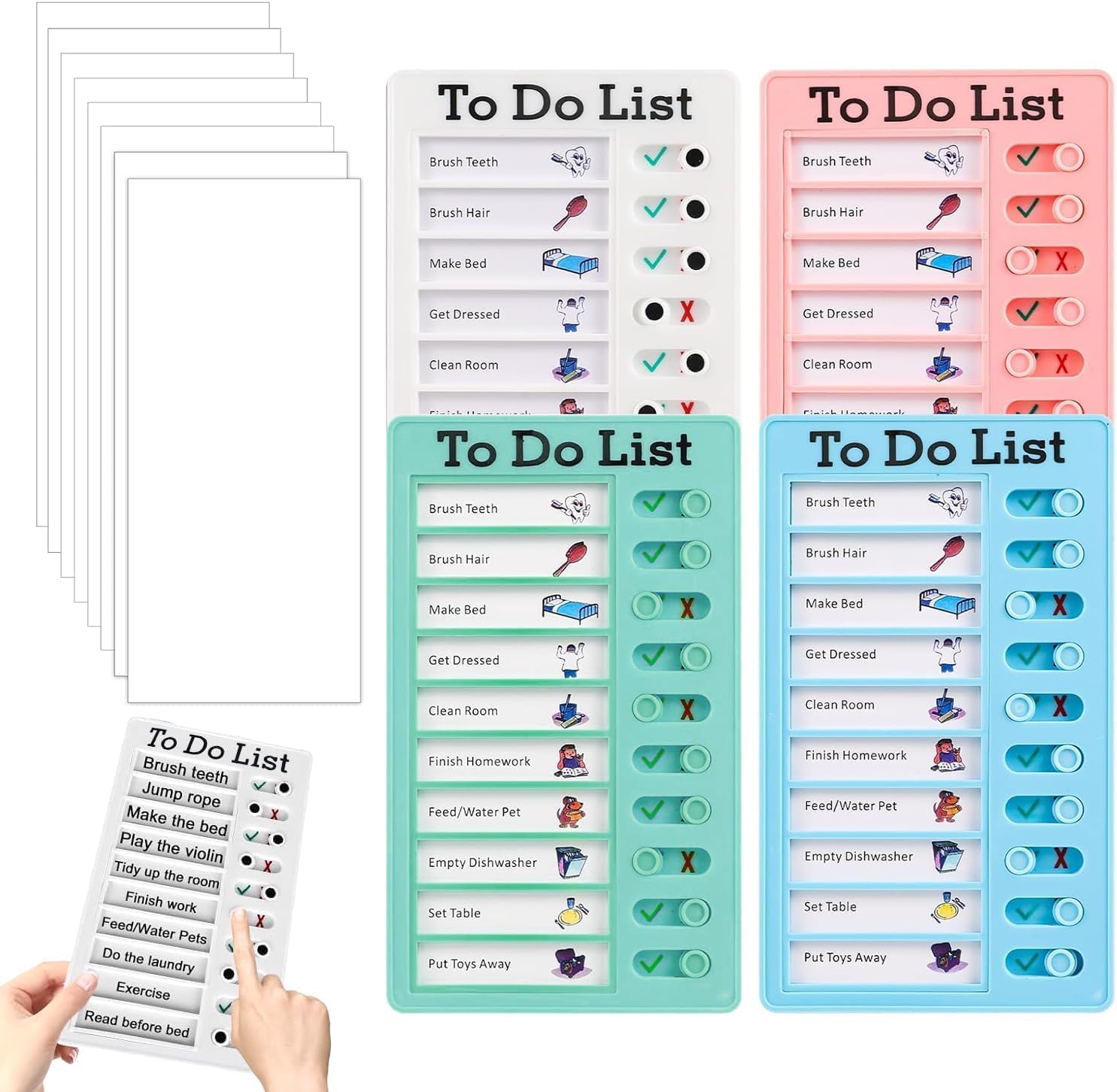 Amazon.com: FS 4 Pieces Chore Chart for Kids Multiple Kids, Reusable to ...