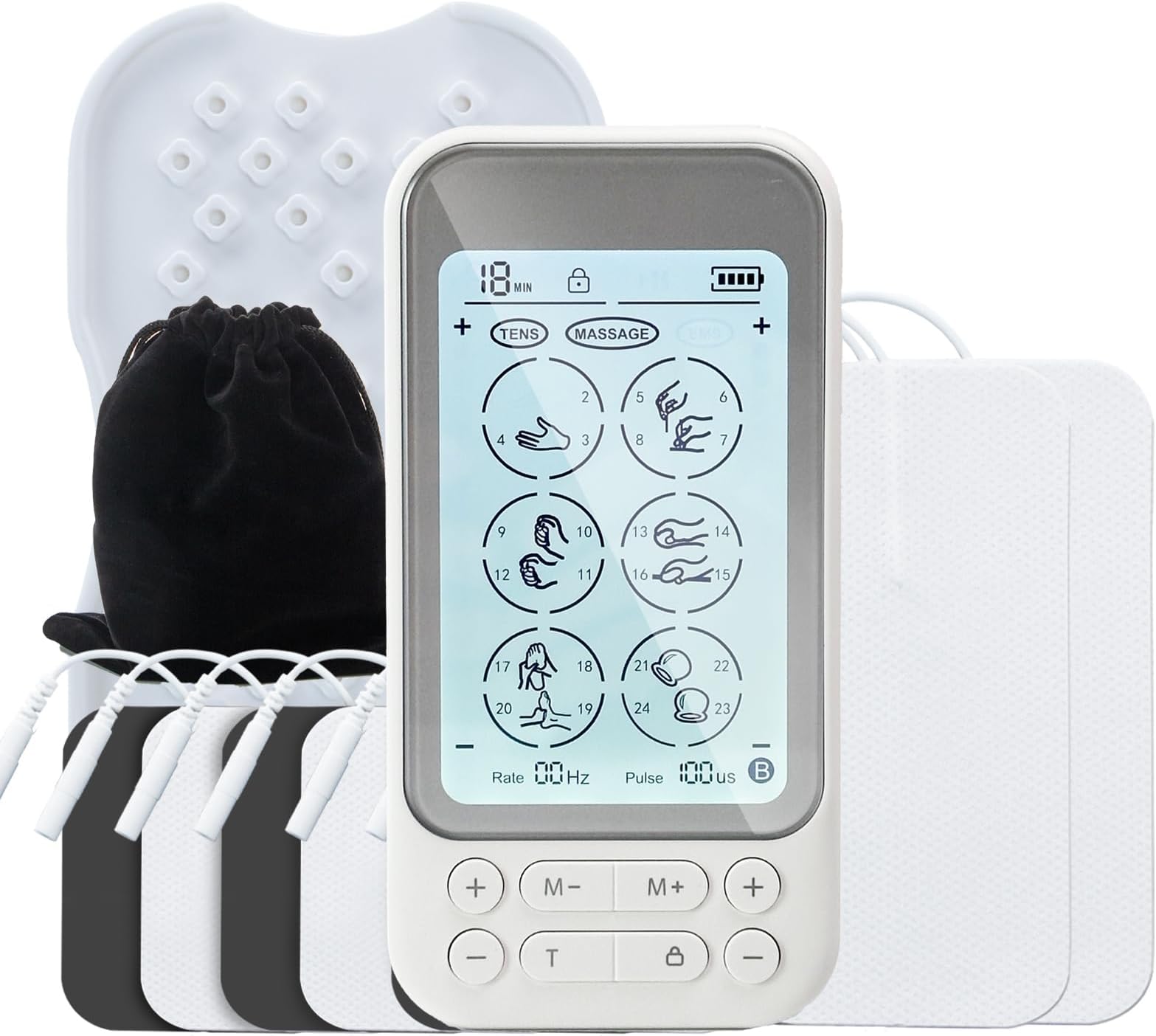 Amazon.com: Dual Channel TENS Unit Muscle Stimulator Machine with 24 Modes and 30 Intensities ...