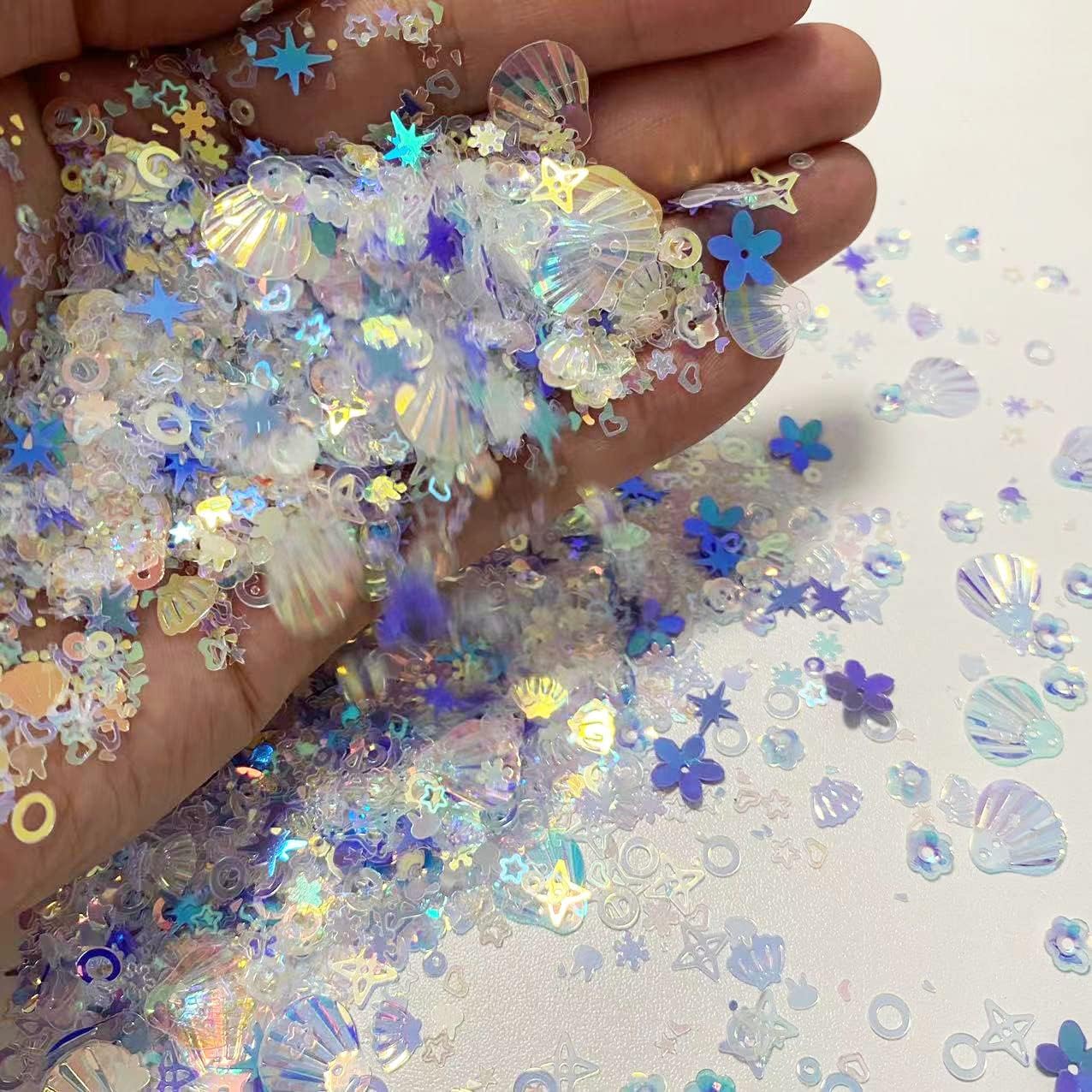 Amazon.com: 2000 Pieces Mermaid Seashell Party Glitter PVC Confetti for ...