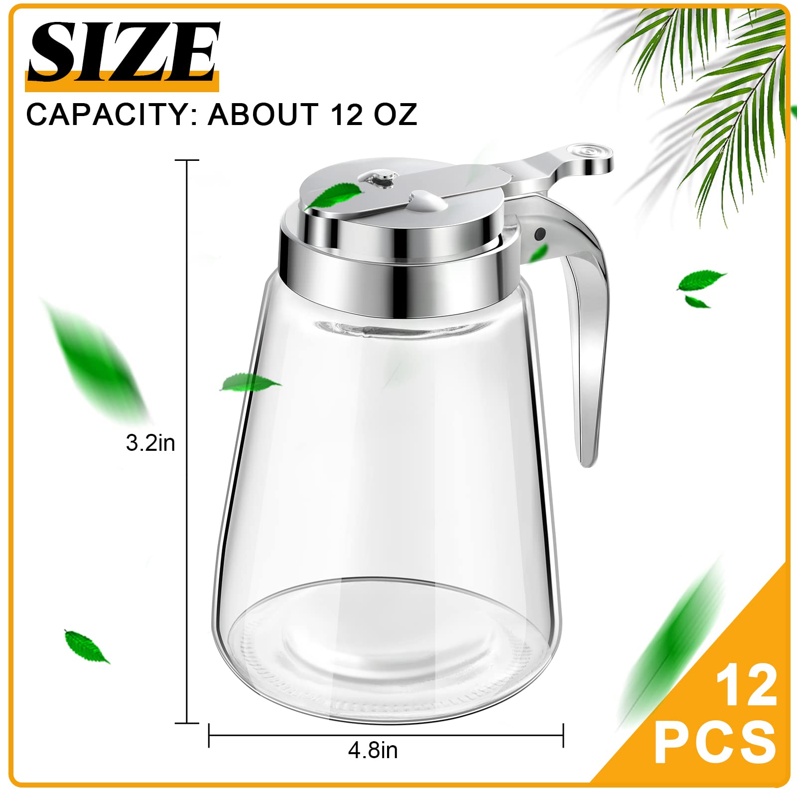 Set of 12 Honey Maple Syrup Dispenser 12 oz Glass Bottle Syrup Pitcher ...