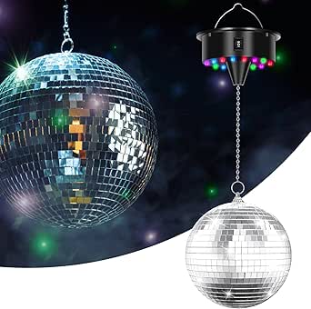 Disco Ball Light 8 Inch Rotating Mirror Balls Diffuser With Motor and ...