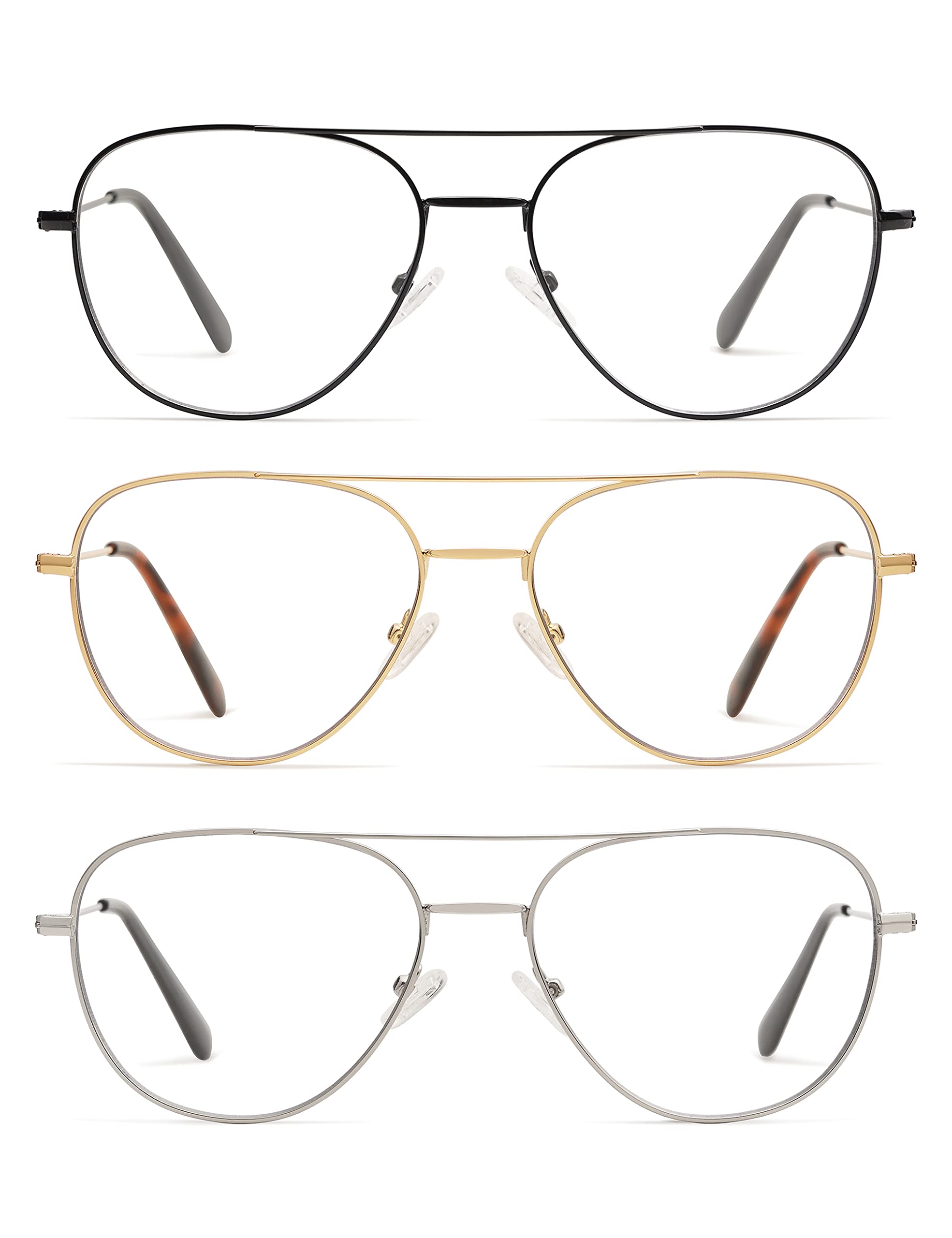 Snapklik.com : 3-Pack Retro Aviator Reading Glasses For Men Women ...