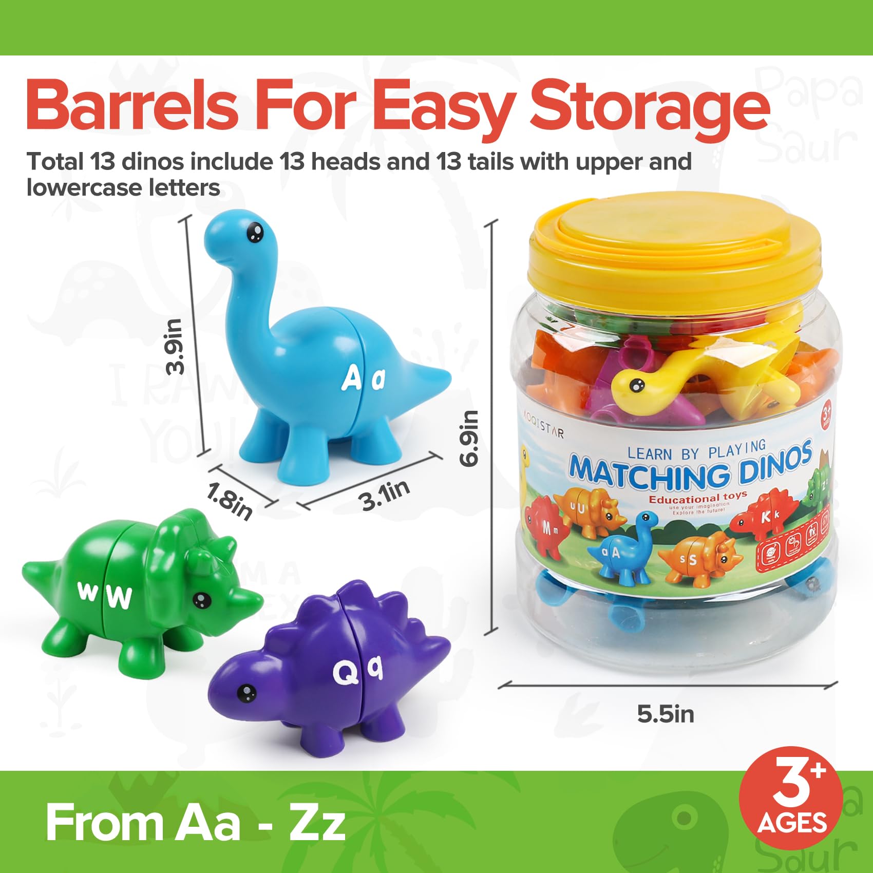 Snapklik.com : Matching Dinosaur Toys,Double-Sided Alphabet Learning ...
