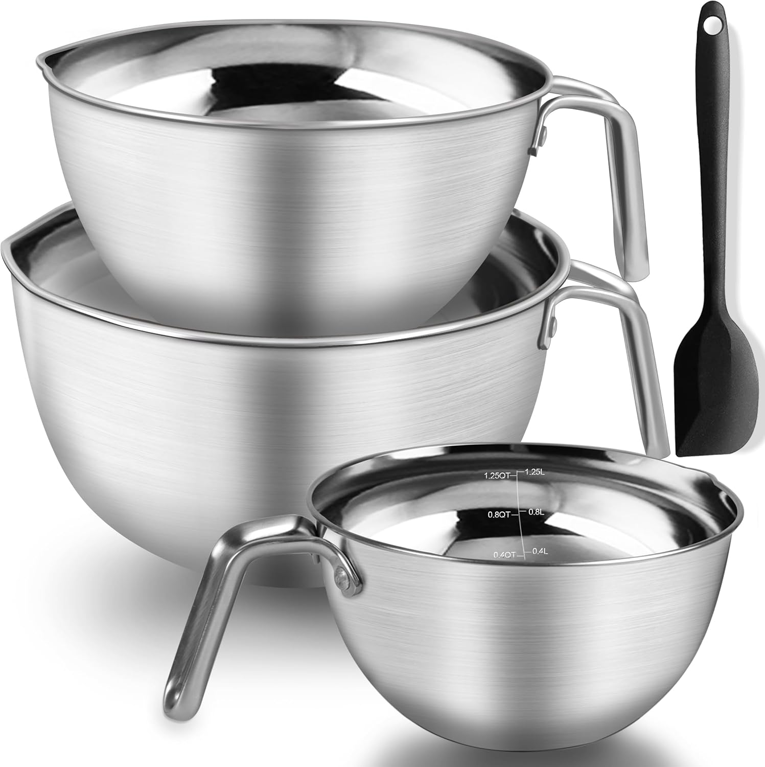 Amazon.com: Marsheepy Stainless Steel Mixing Bowls With Handle And Pour ...