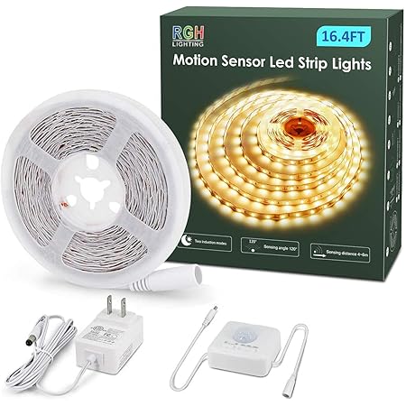 Amazon.com: Motion Activated LED Strip Lights,RGH LIGHTING 16.4ft LED Light Strip with Day or ...
