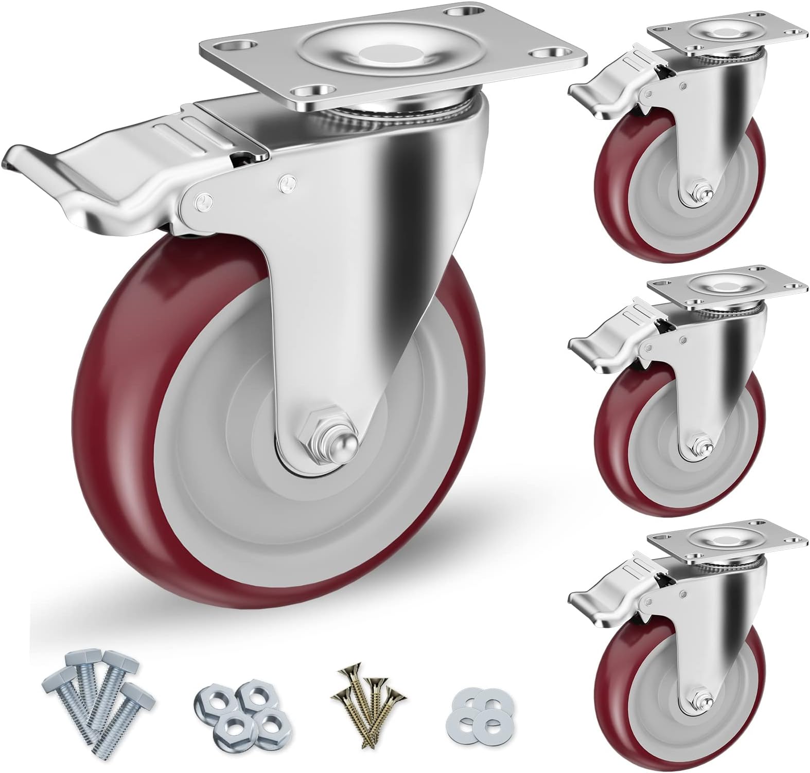 Amazon.com: 5 Inch Casters Set of 4 Heavy Duty - Caster Wheels ...