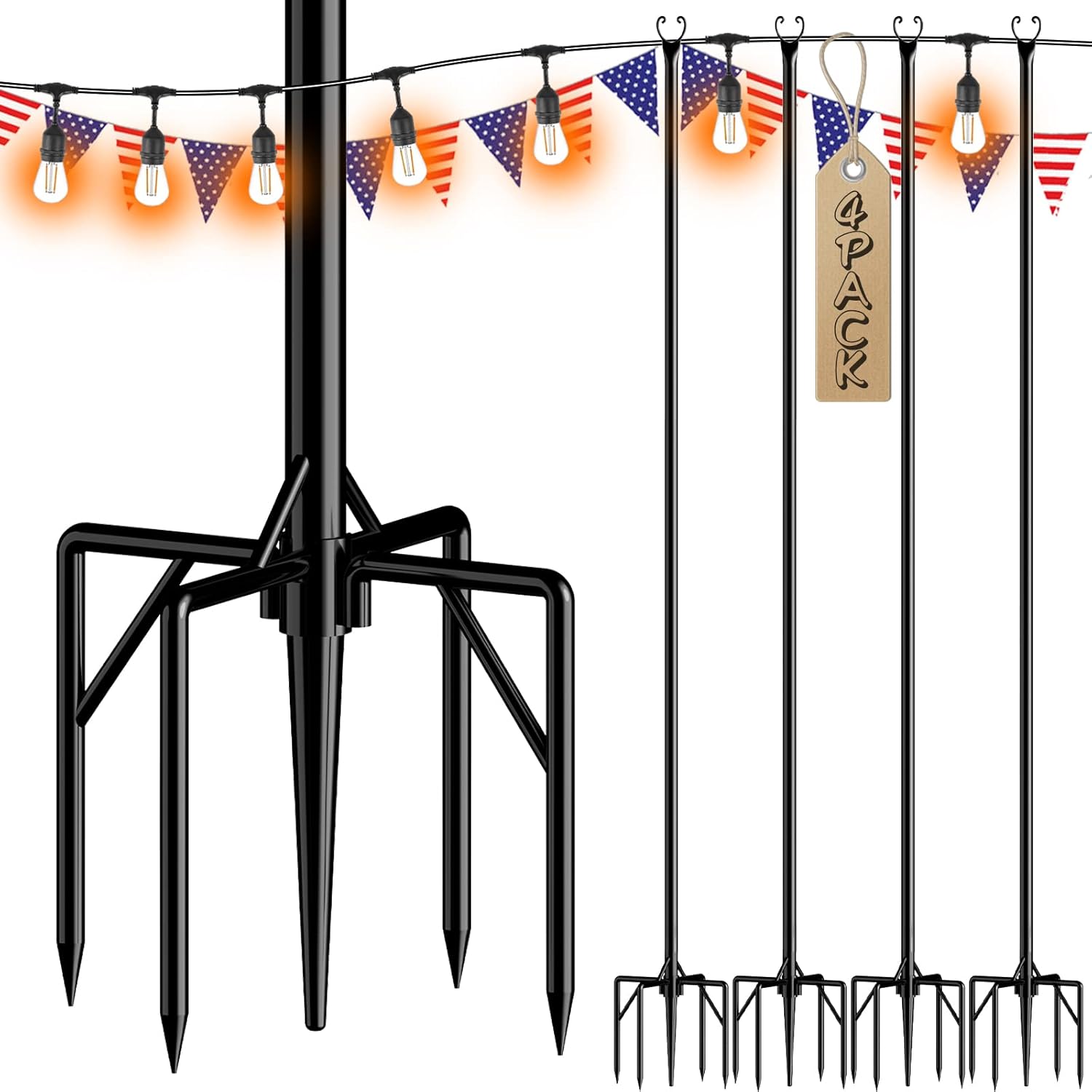 IRMNAN 4Pack String Light Poles, 9FT, Outdoor, Decorative, Windbreak ...