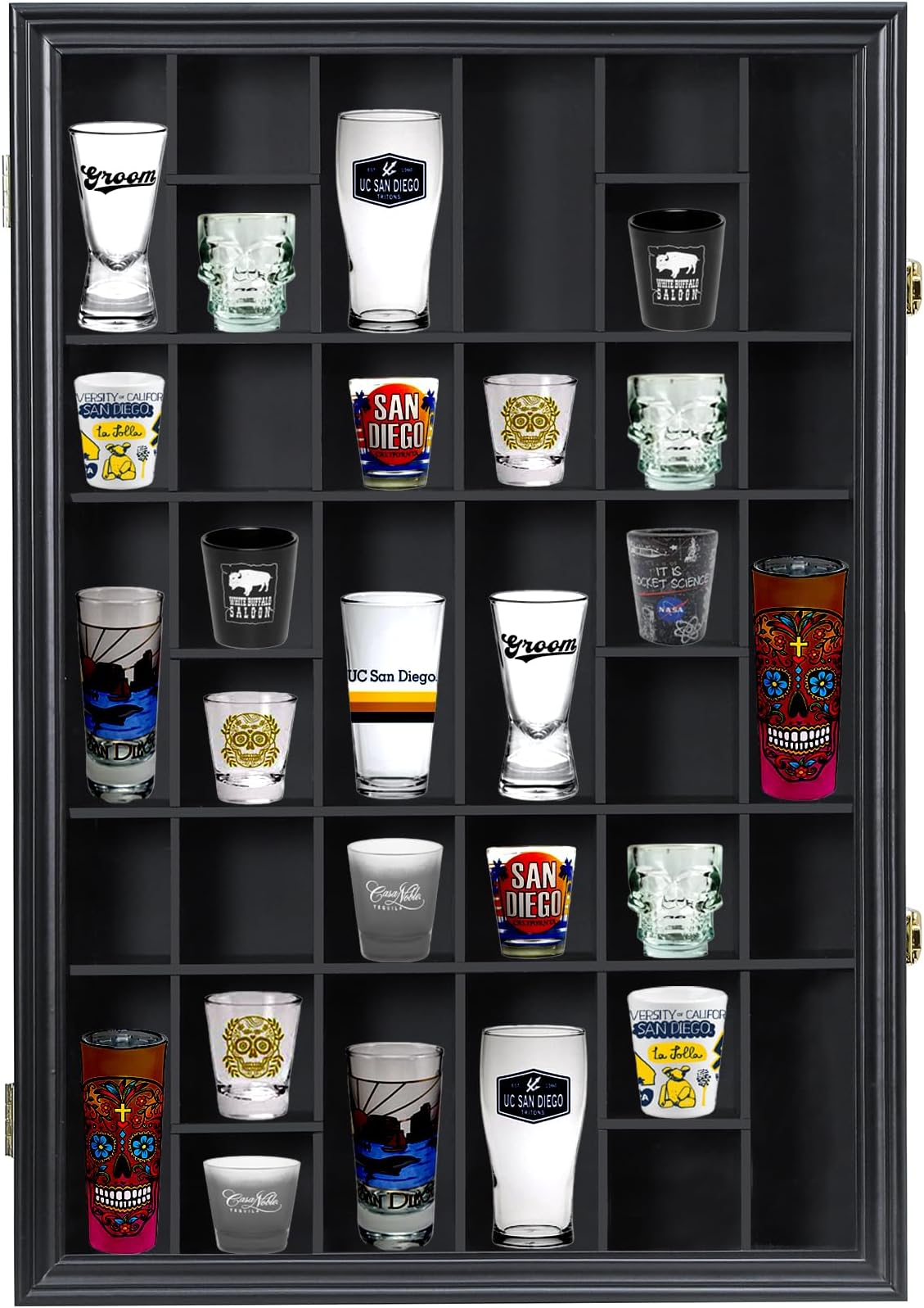 Amazon.com: Furnishh 36 Slots Shot Glass Display Case with Lockable ...