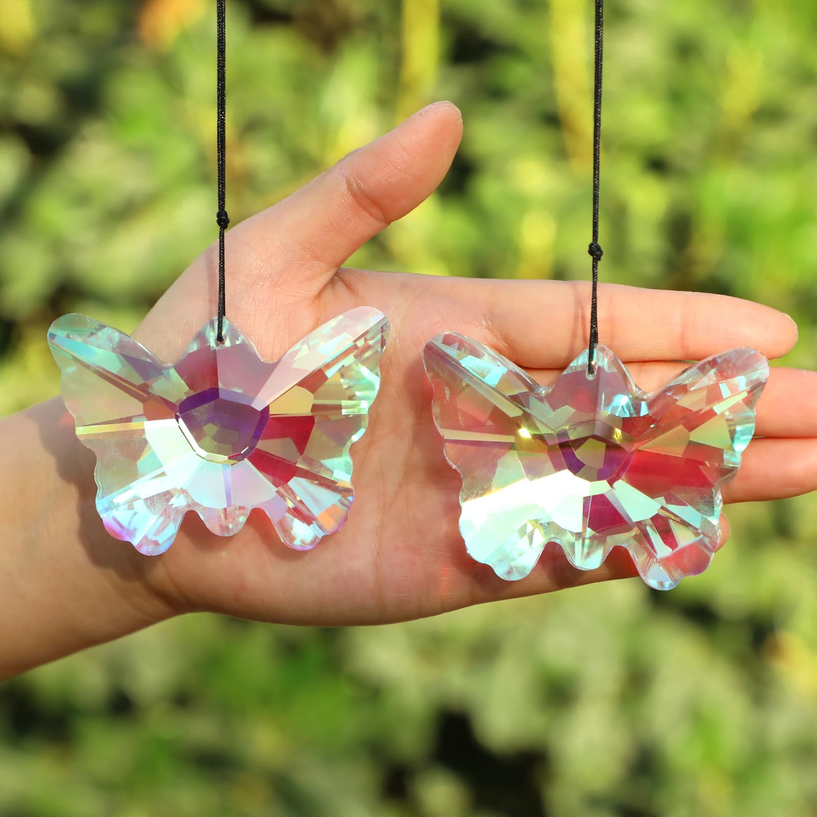 Snapklik.com : 2 Pack Butterfly Crystal Suncatchers, 70mm Large Sun ...