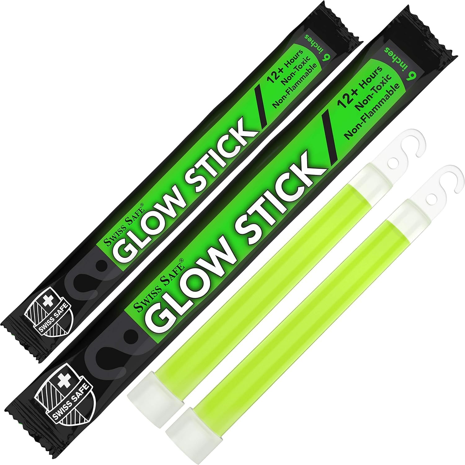 Snapklik.com : Swiss Safe Premium 6" Glow Sticks - Extra Bright, 12 ...