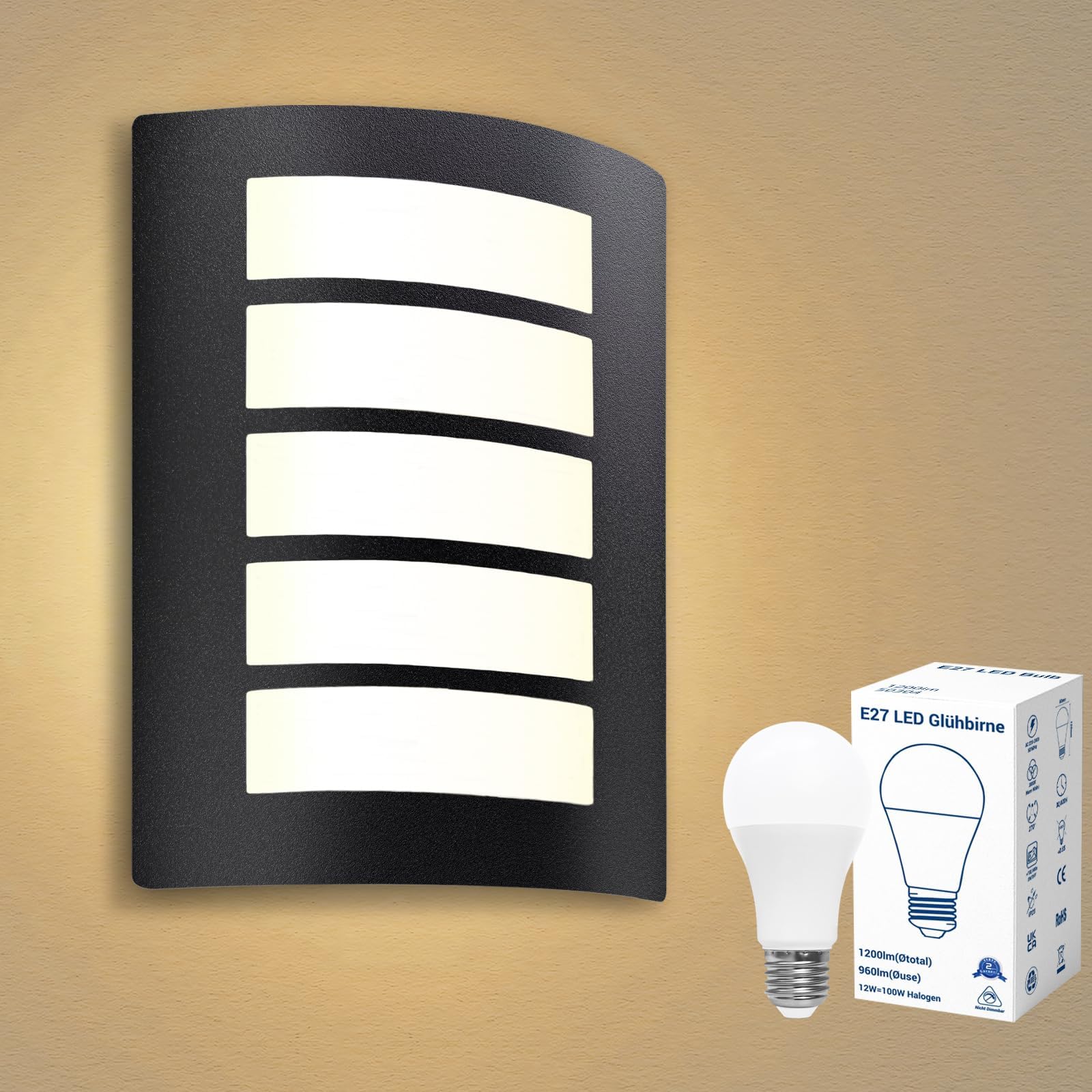 Wondlumi Outdoor Wall Lights IP44 Waterproof Outside Light Mains ...
