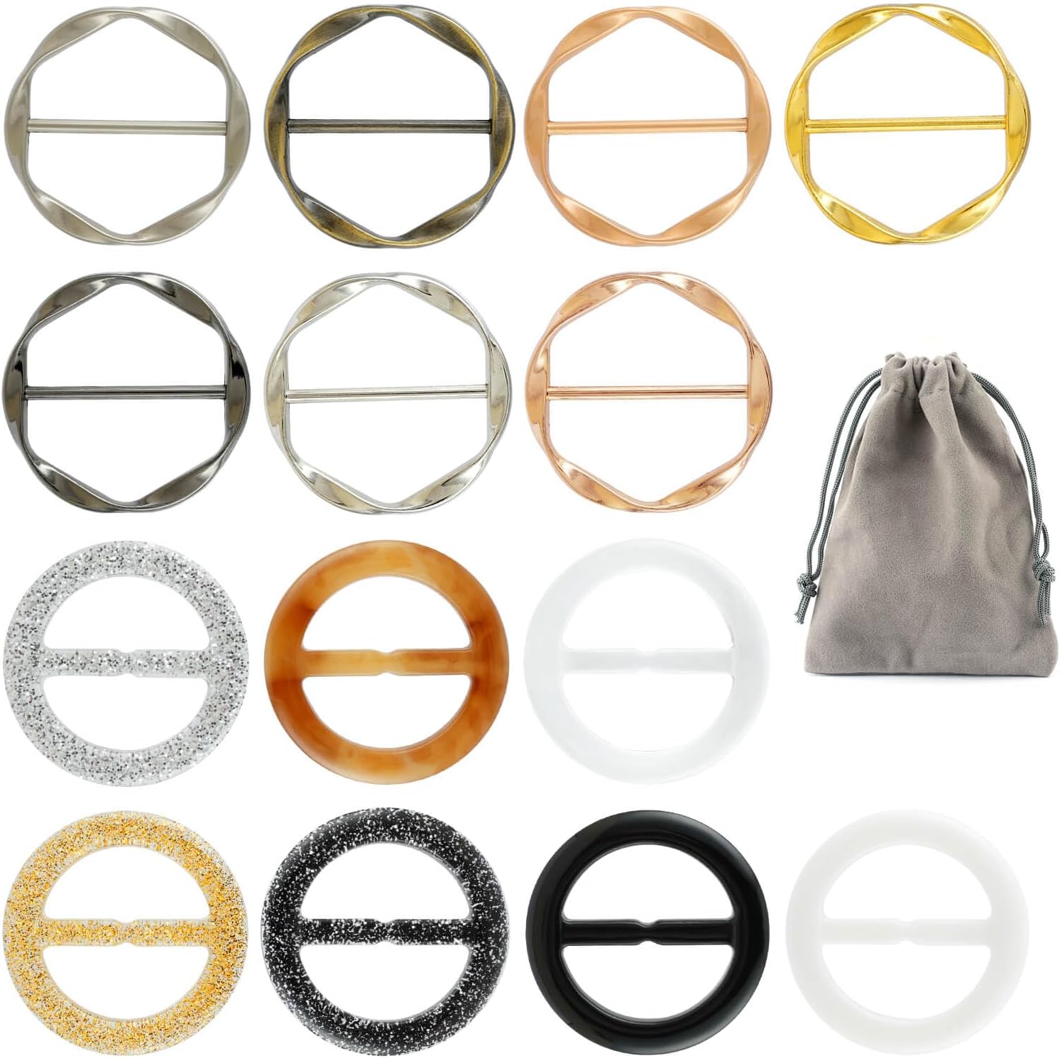Amazon.com: Btcum 14 PCS Silk Scarf Ring Clip, T-shirt Ties Clips ...