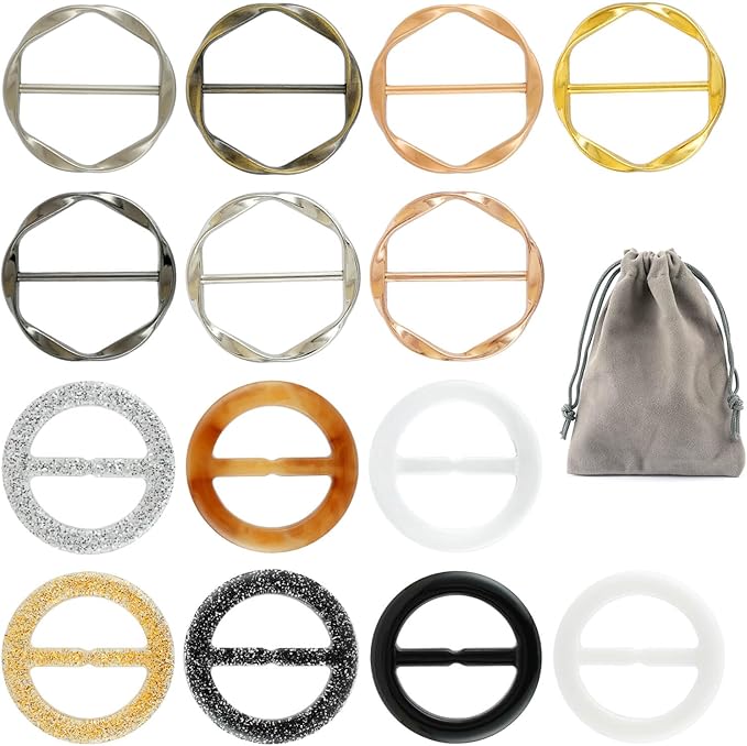 Amazon.com: Btcum 14 PCS Silk Scarf Ring Clip, T-shirt Ties Clips ...