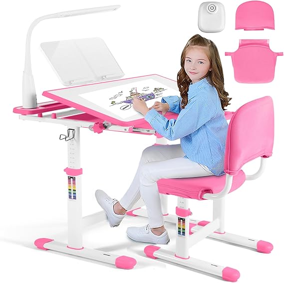 Amazon.com: Artist hand Kids Study Table and Chair Set,Adjustable Girls ...