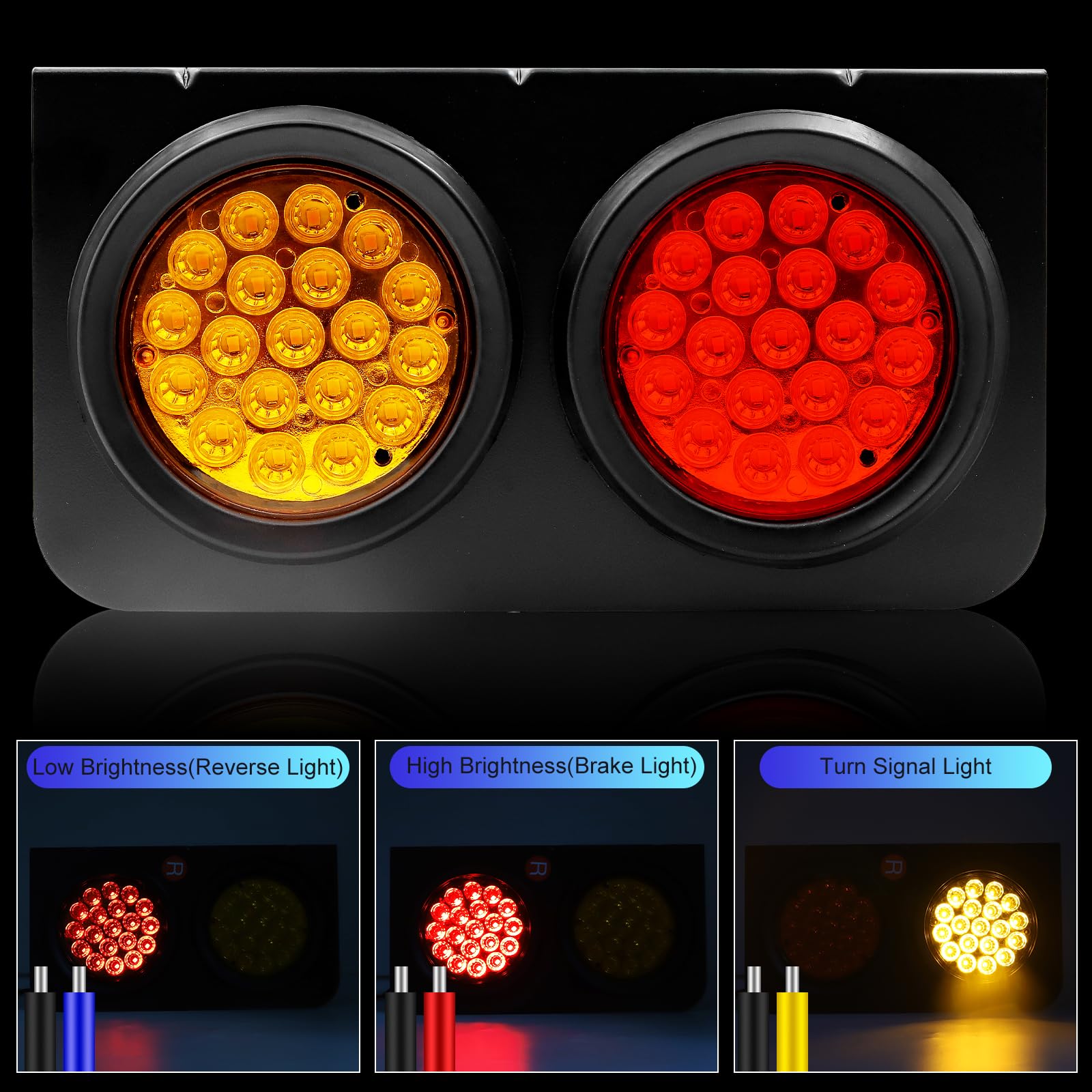 Snapklik.com : 2PCS LED Trailer Tail Lights, 24V Truck Rear Lights Red ...