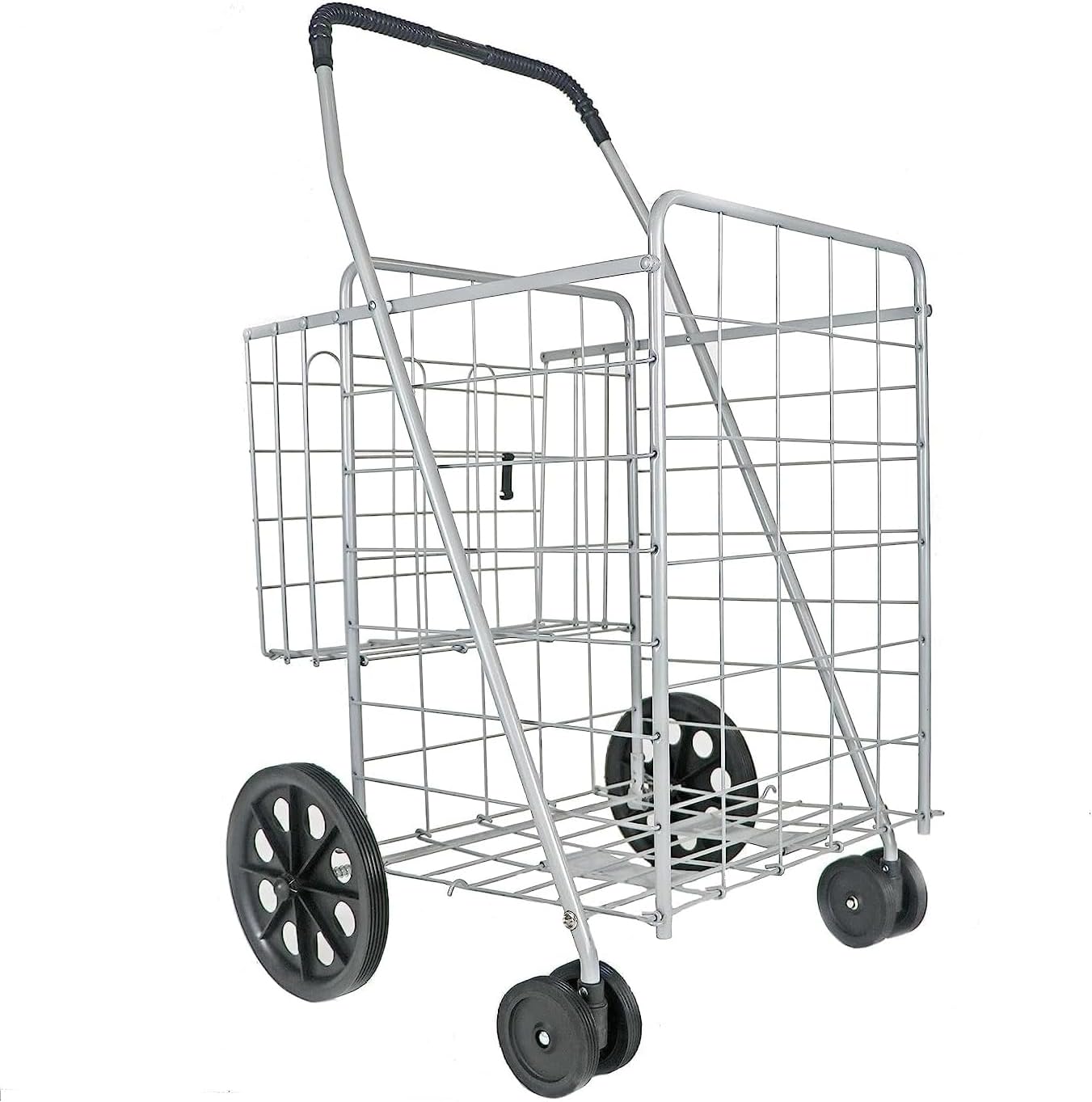 Amazon.com: Folding Shopping Cart,Collapsible Shopping cart with Double ...