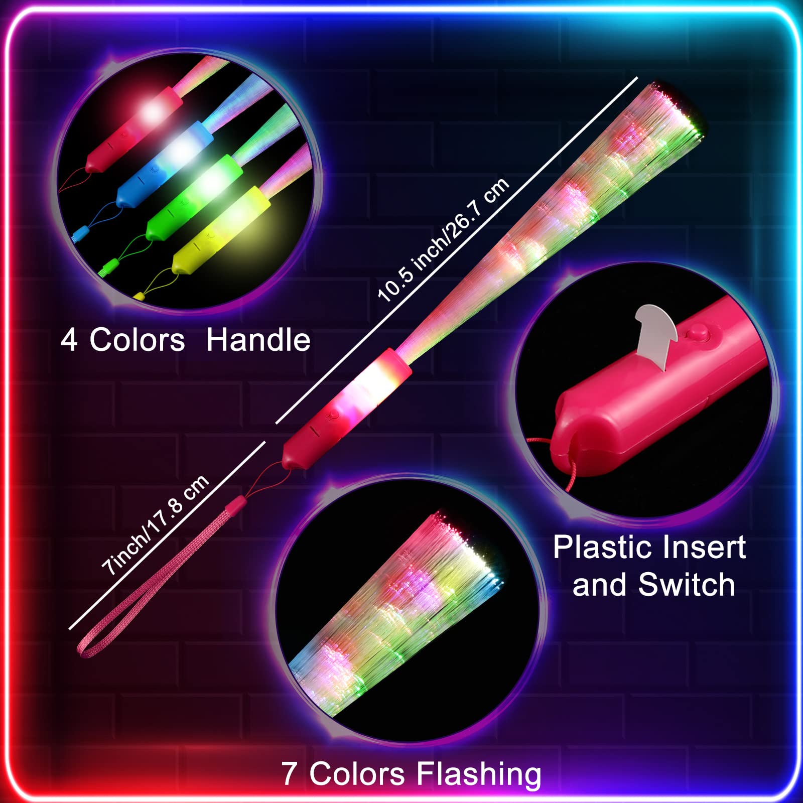 Snapklik.com : 80 Pcs Fiber Optic Wands, Glow Wands LED Wand Light Up ...
