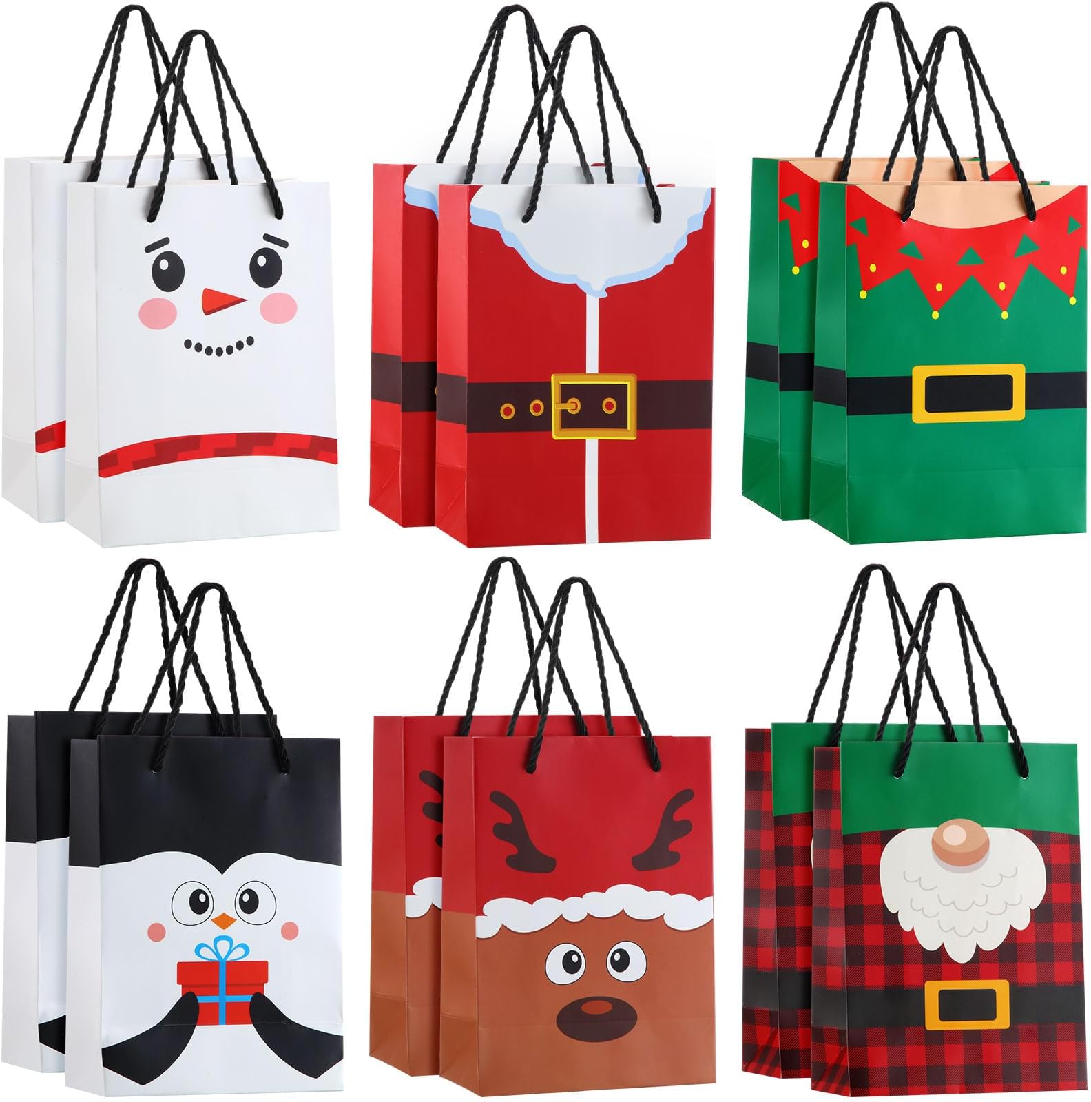 Amazon.com: Zhanmai 12 Pcs Christmas Gift Bags Bulk 8.27 Inch Small ...