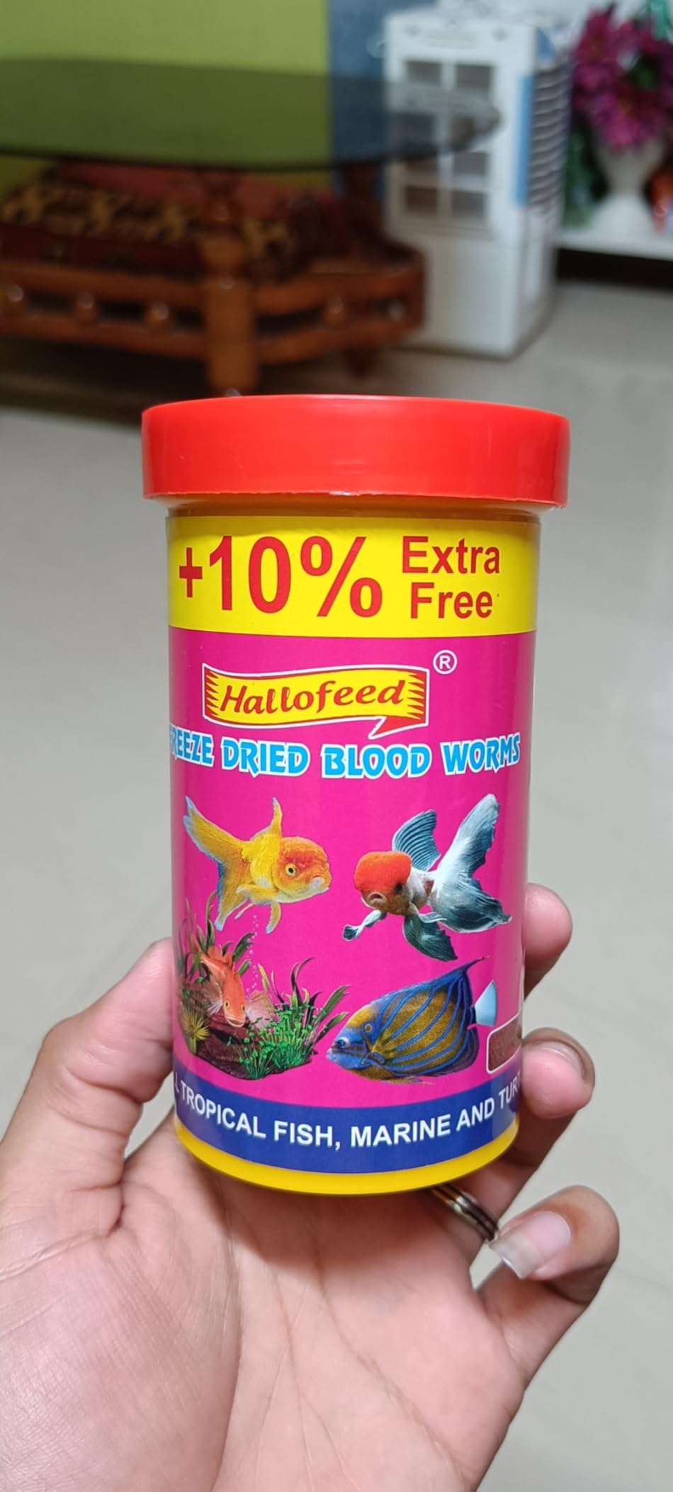 Hallofeed Freeze Dried Blood Worms Fish Food 22 Grams for Bettas ...