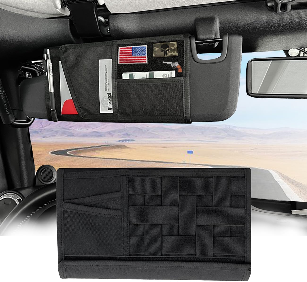 Amazon.com: Sun Visor Organizer for Jeep Wrangler,Visor Storage Cover ...