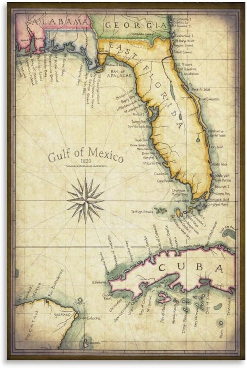 Gulf Coast 1820 Southeast Map Art of The Gulf of Philippines | Ubuy