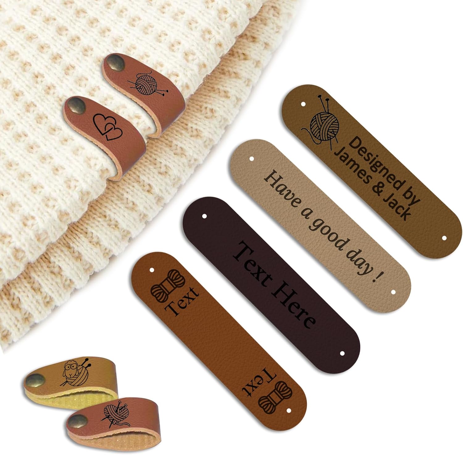 Amazon.com: Custom Handmade Leather Tags for Crochet and Knits Items ...