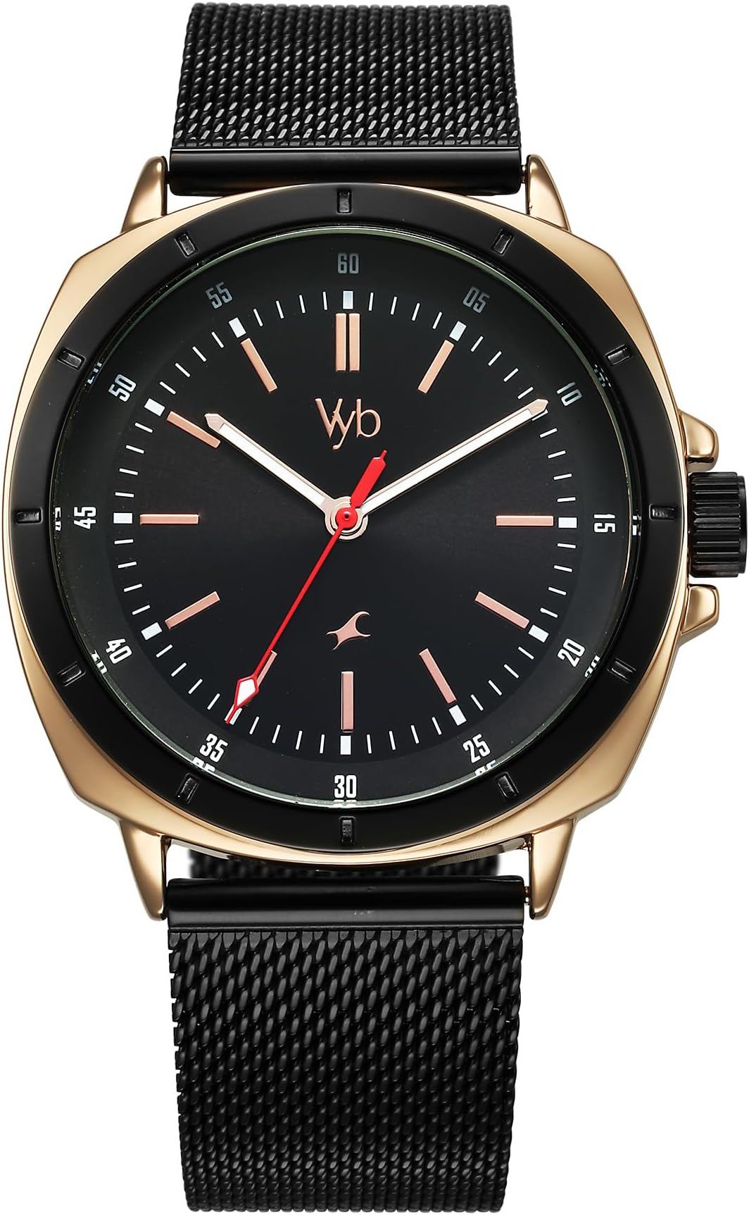 Fastrack Vyb Quartz Analog Black Dial Black Sheet Metal Strap Watch for ...