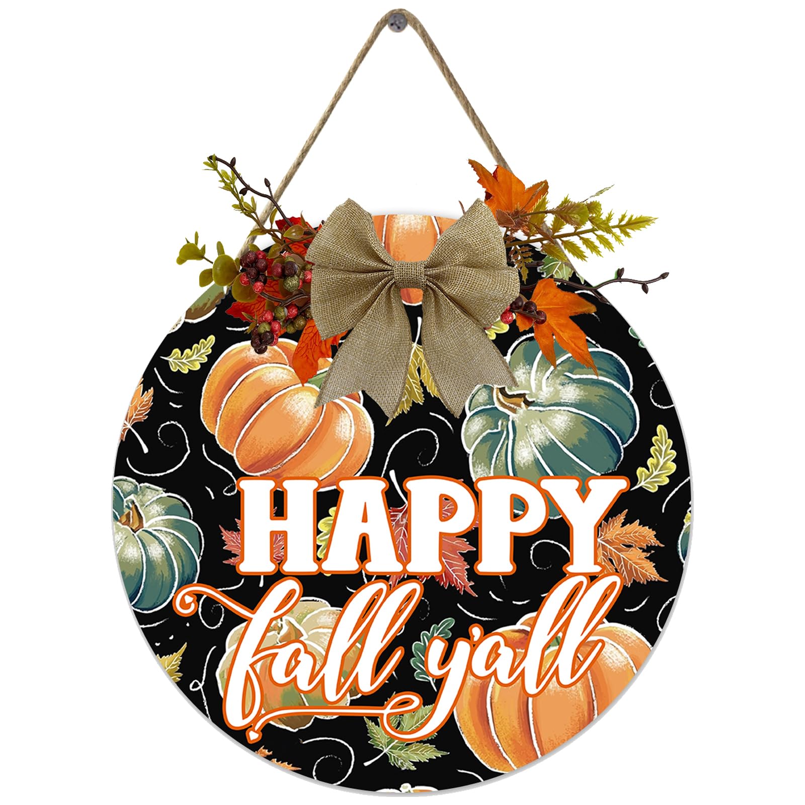 Amazon.com: Fall Wooden Door Sign Happy Fall Y'all Door Decor - with ...