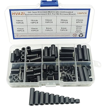 HVAZI abs Plastic Round Spacers Round Straight Tube Assortment Kit for ...