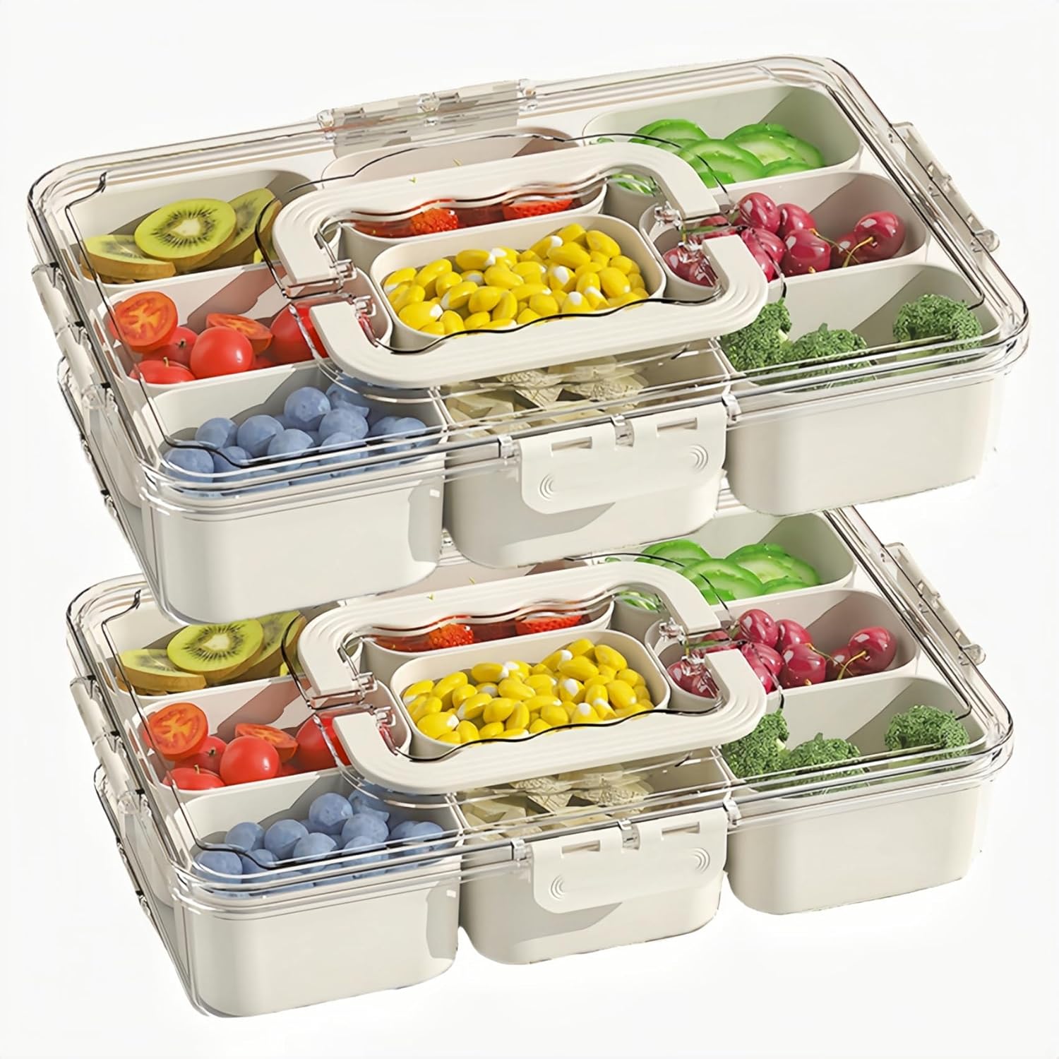 Amazon.com | SHUCHNOYE 2 Pack Snackle Box Container 9-Compartment With ...