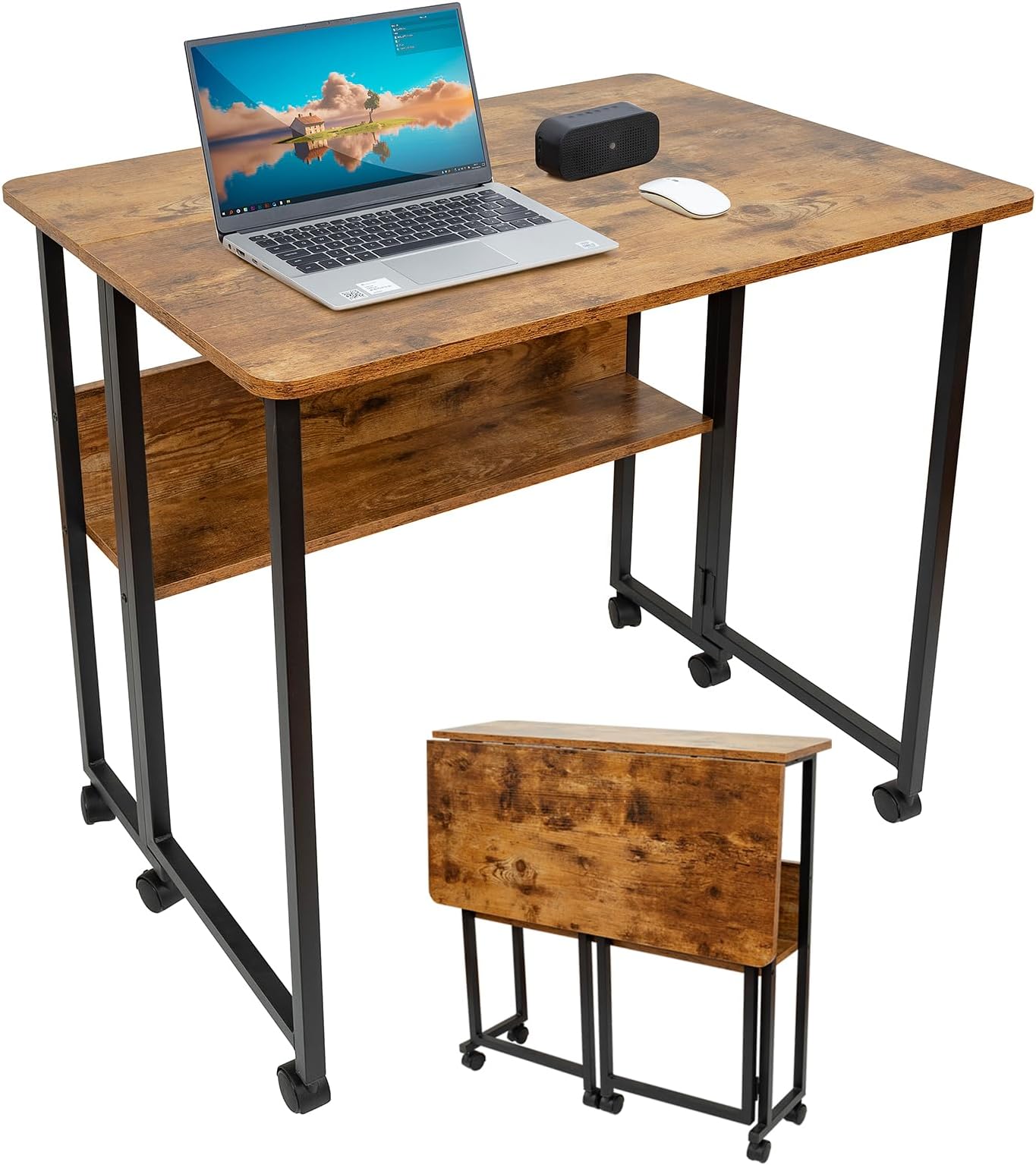 Amazon.com: Windpost Mobile Foldable Desk w/Wheels and Feet Pads ...