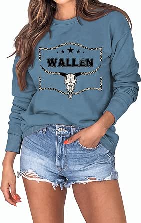 QANSI Wallen Crewneck Sweatshirt Cow Bull Cattle Skull Head Western ...